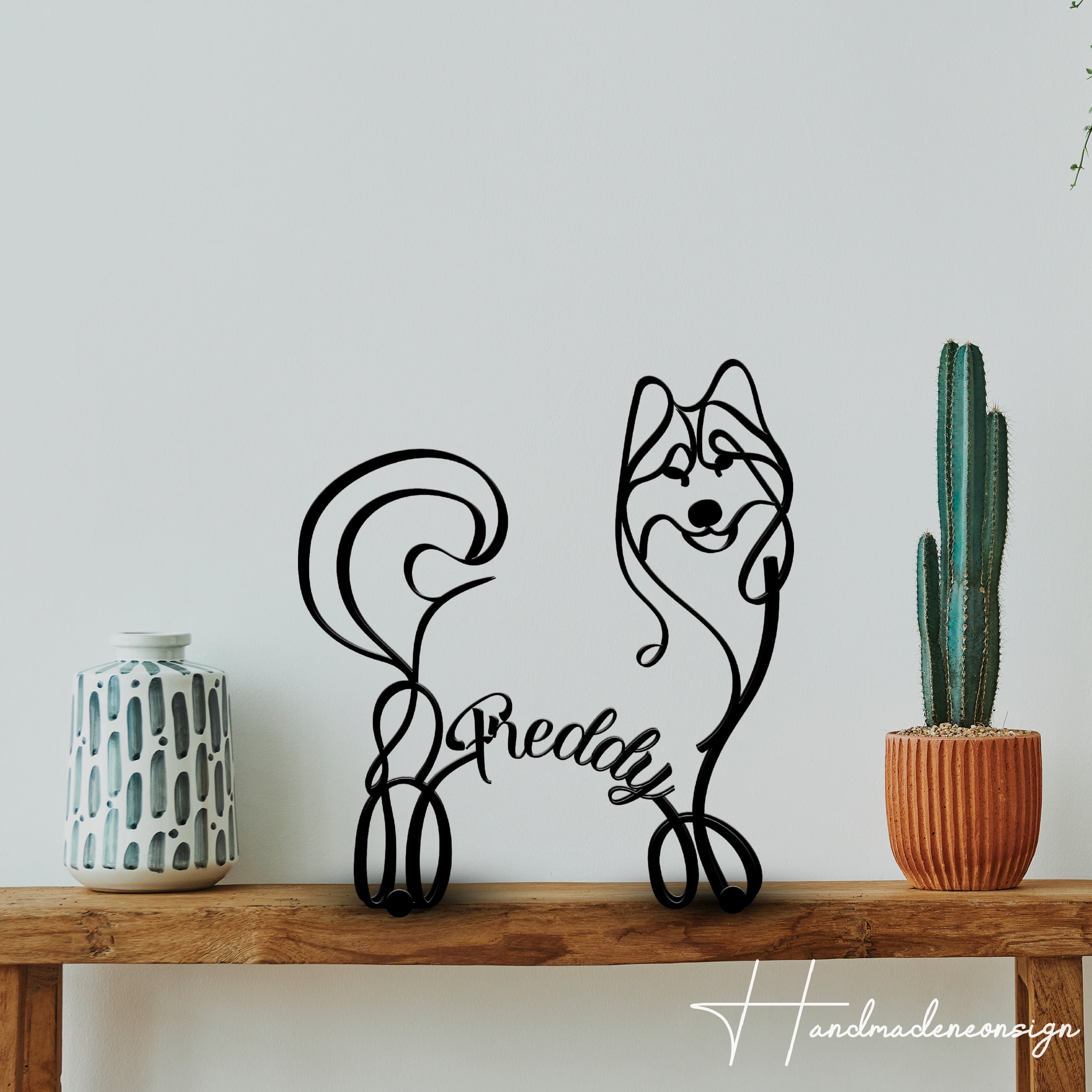 Handmadetneonsign Husky Sibir Dog Metal Desk, Husky Sibir Dog Metal ...