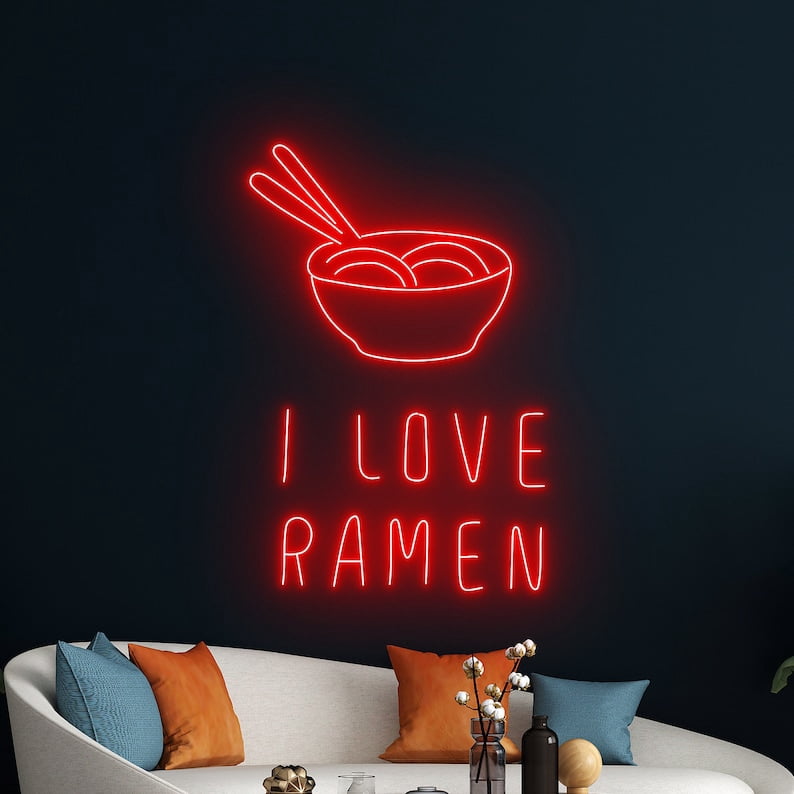 Handmadetneonsign I Love Ramen Wall Art, Japanese Ramen Wall Decor ...