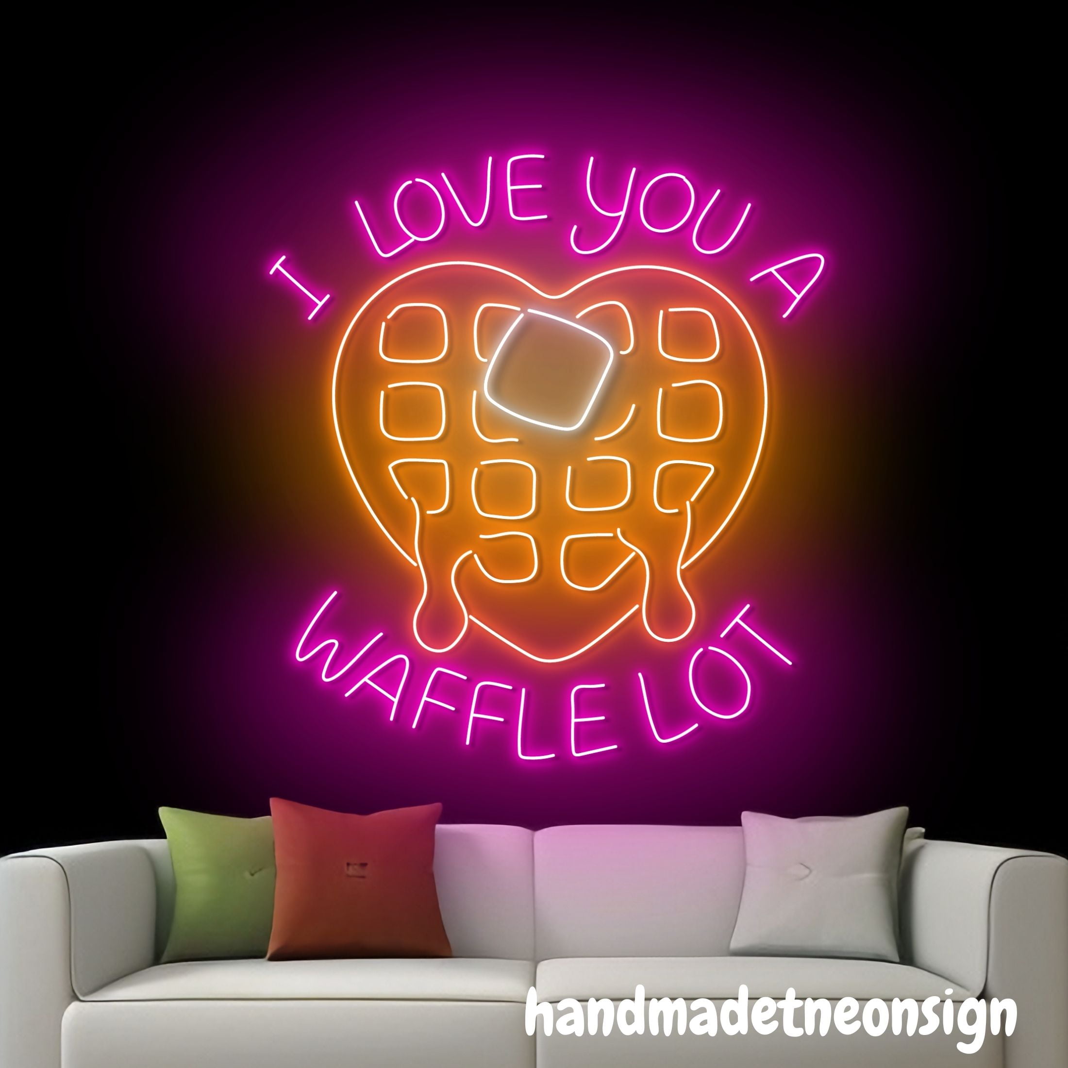Handmadetneonsign I Love You A Waffle Lot Neon Sign, Waffle Led Light ...