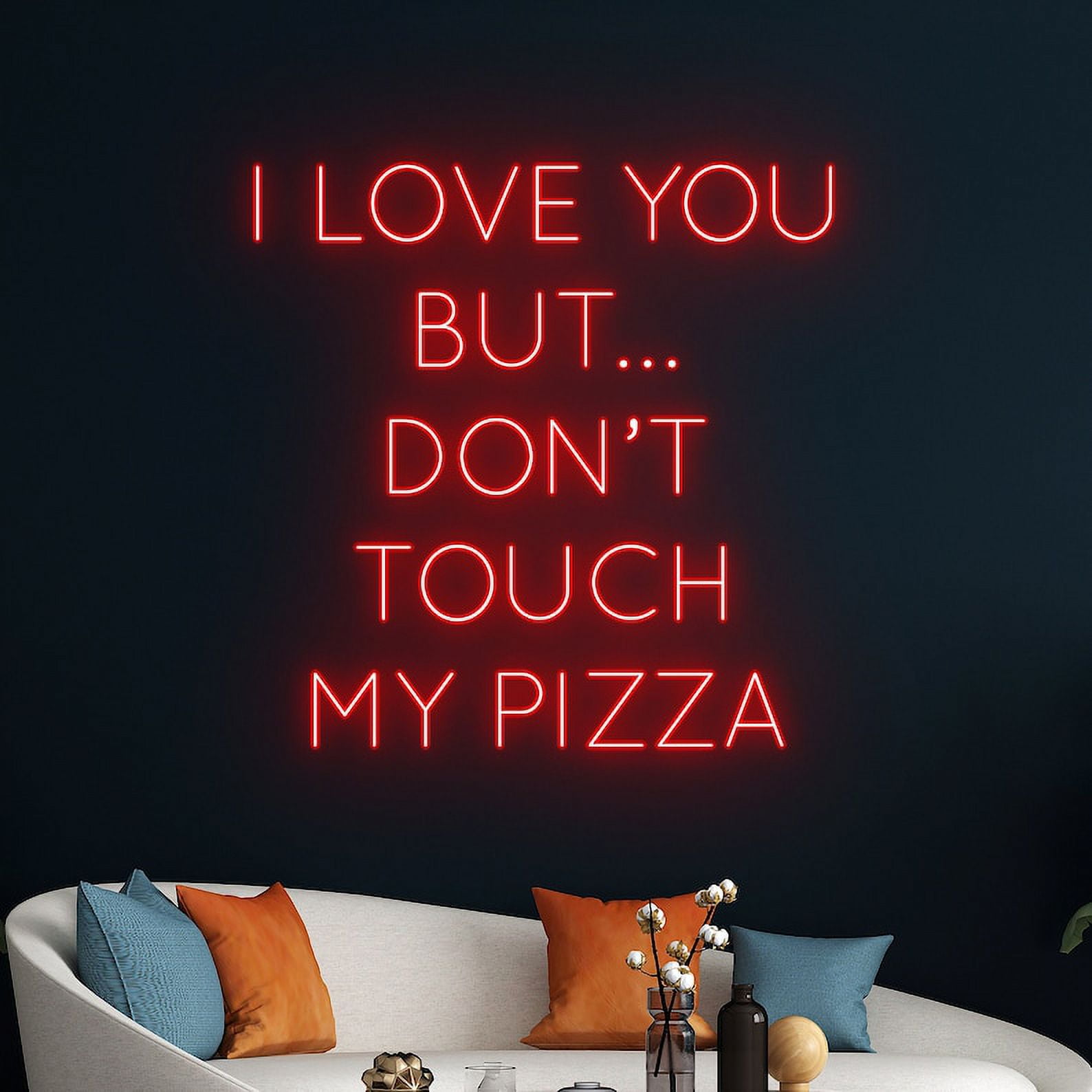 Handmadetneonsign I Love You But Don't Touch My Pizza Neon Light, Pizza ...
