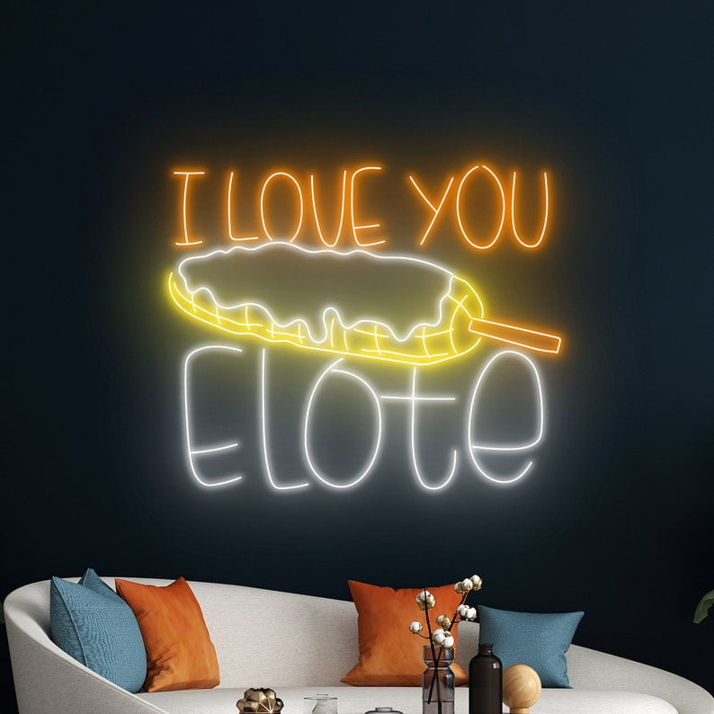 Handmadetneonsign I Love You Elote Neon Sign, Elote Wall Art Decor ...