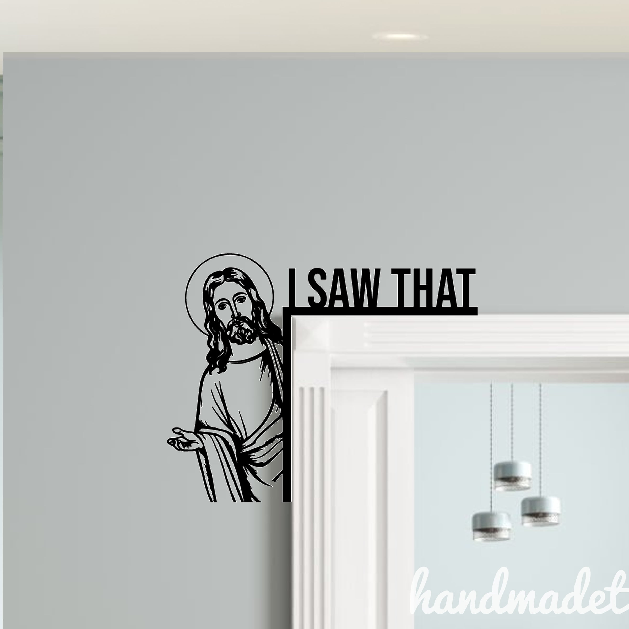 Handmadetneonsign I Saw That Jesus Door Corner Sign, Jesus Metal Door ...