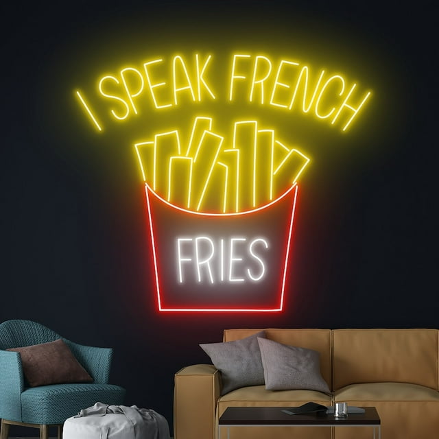 Handmadetneonsign I Speak French Neon Sign, French Fries Led Sign ...