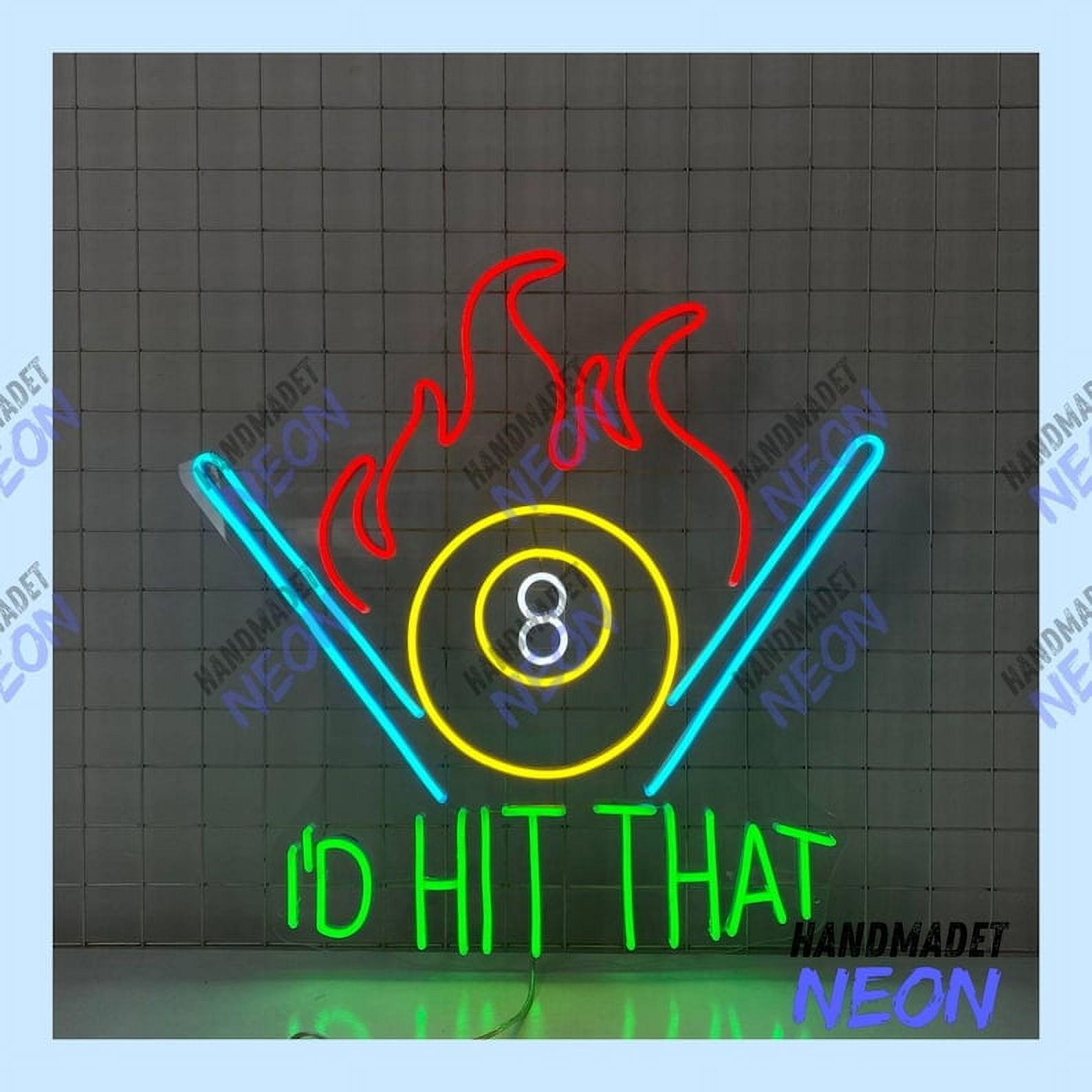 Handmadetneonsign I'd Hit That Neon Sign, 8 Ball Billiard Neon Light ...