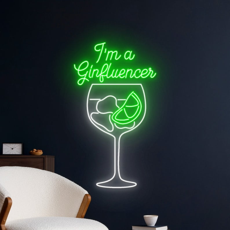 Handmadetneonsign I'm A Ginfluencer Neon Sign, Gin LED Light, Gin Neon ...