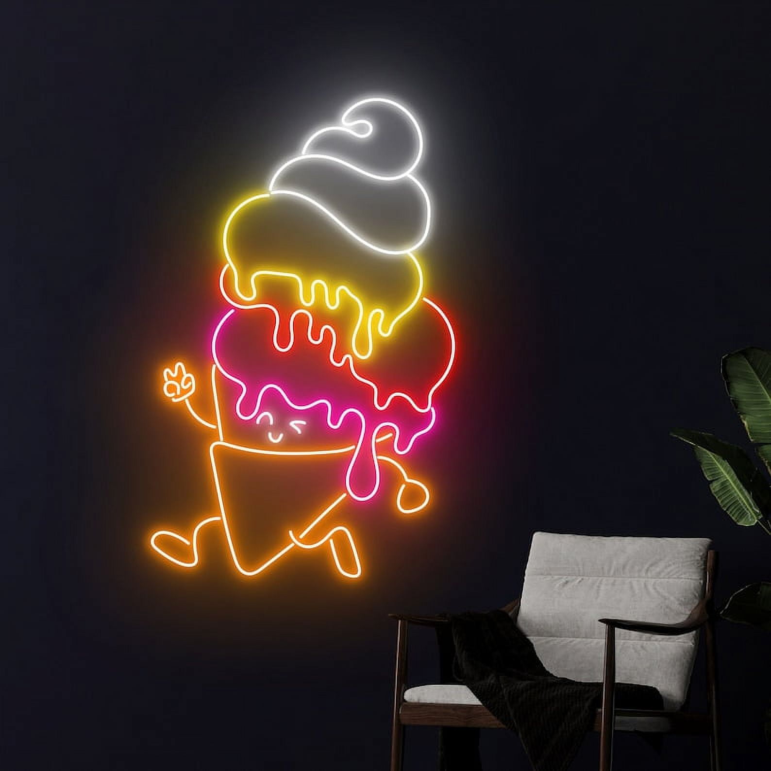 Handmadetneonsign Ice Cream Neon Sign, Ice Cream Cone LED Light, Ice ...