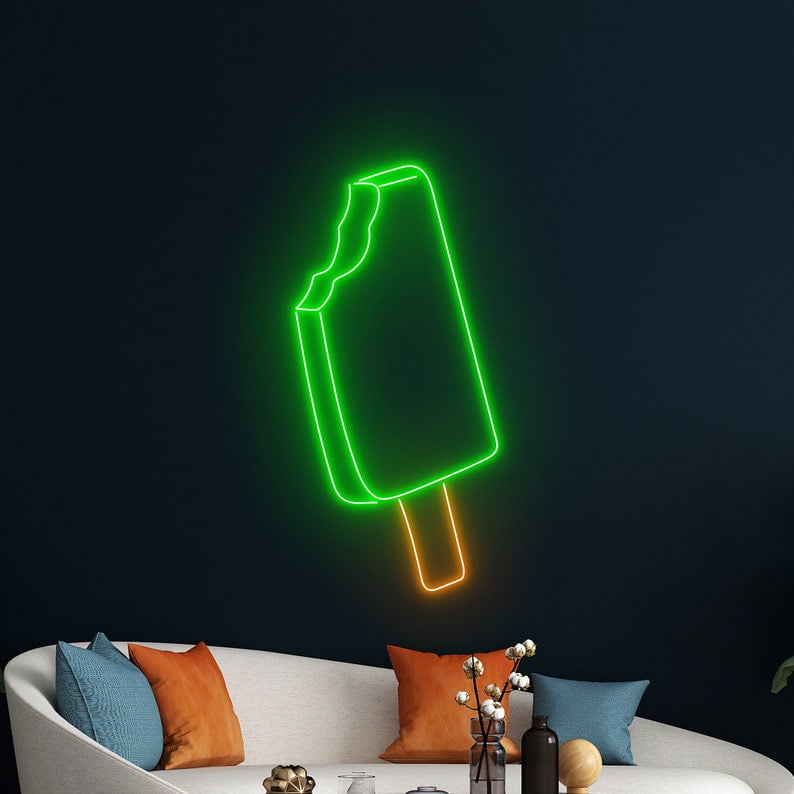 Handmadetneonsign Ice Cream Neon Sign, Ice Cream Stick Wall Art Decor ...