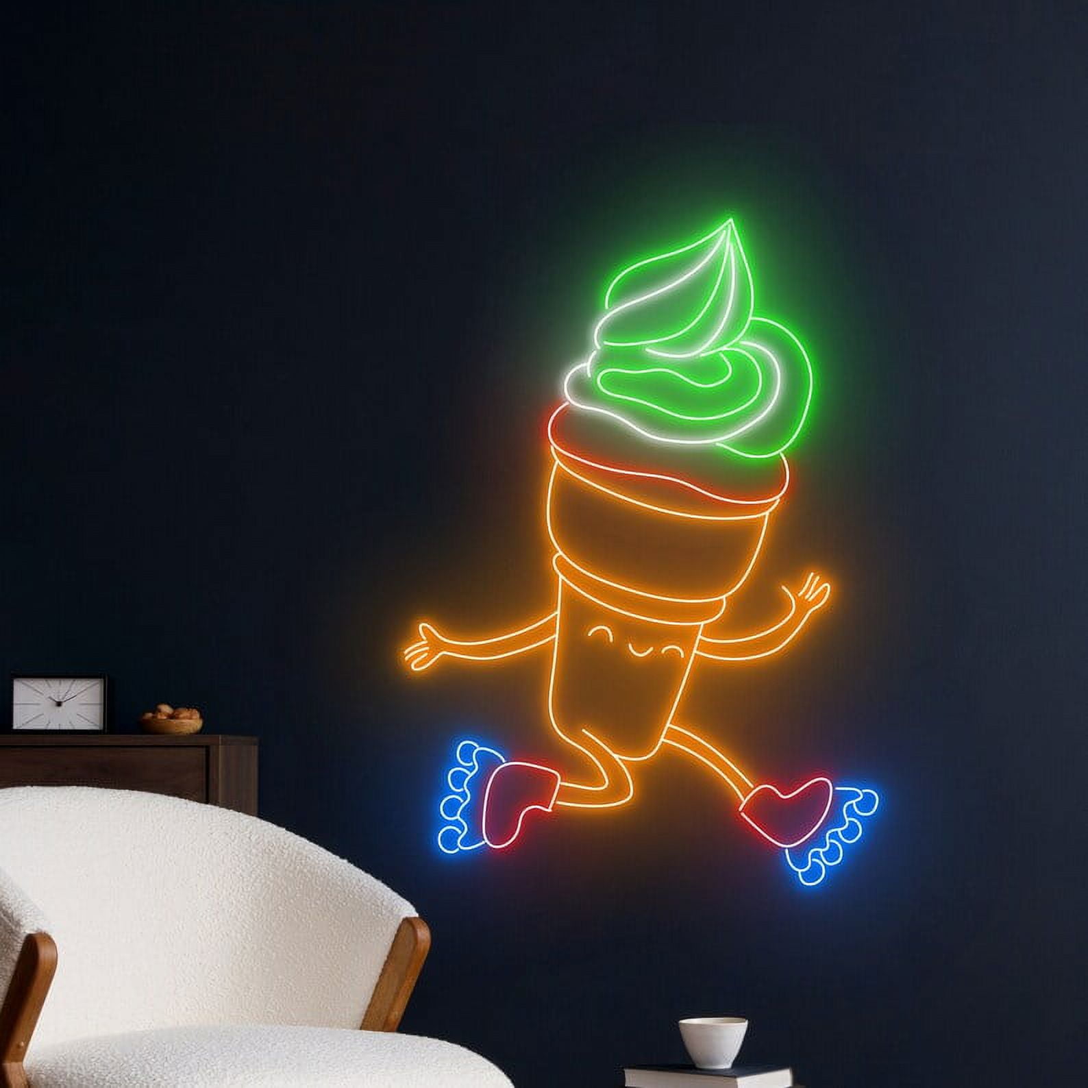 Handmadetneonsign Ice Cream Roller Skate Neon Sign, Rolling Skate Ice ...