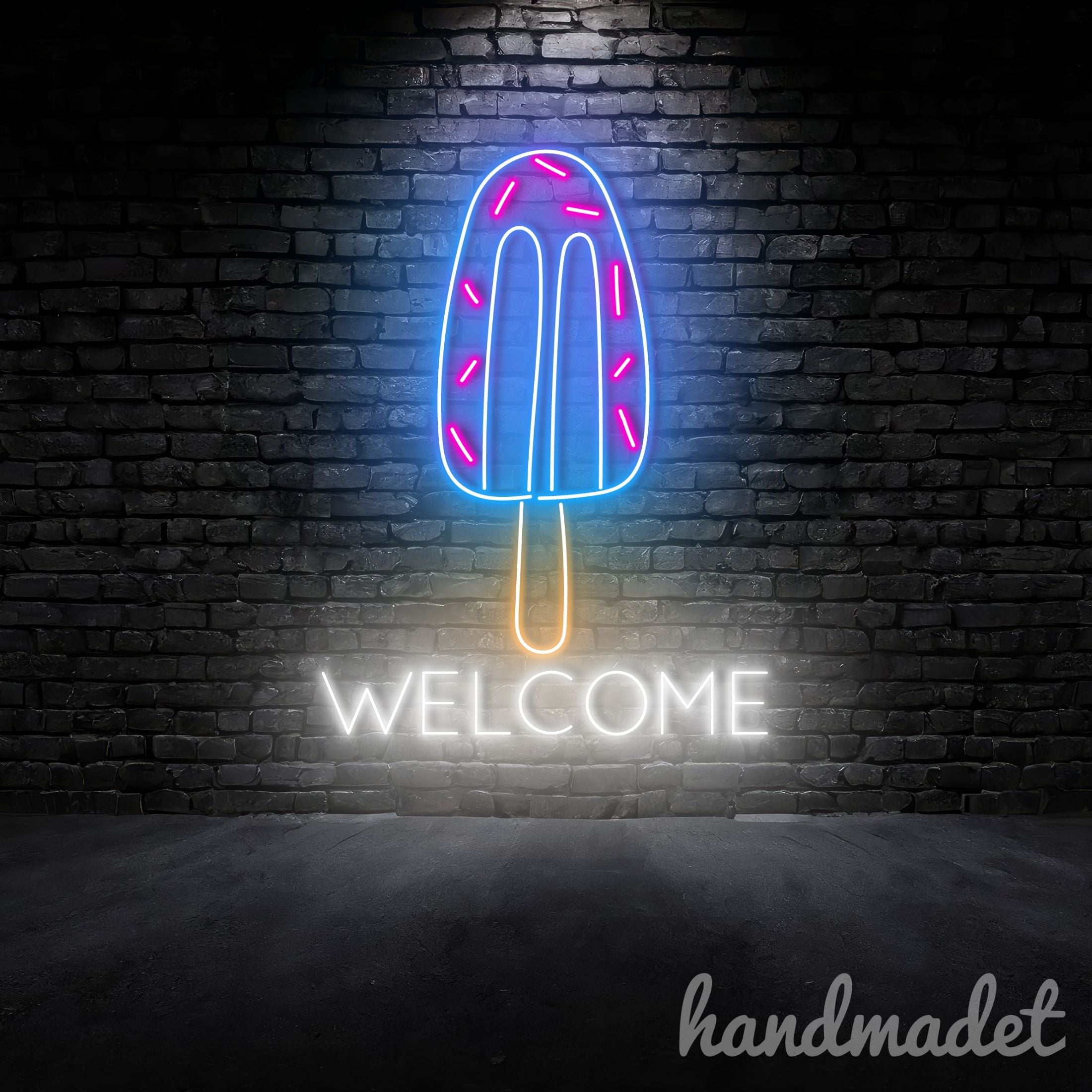 Handmadetneonsign Ice Cream Welcome Neon Sign, Gelato Neon Wall Art ...