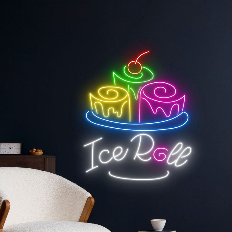 Handmadetneonsign Ice Roll Ice Cream Neon Sign, Ice Cream Store Wall ...