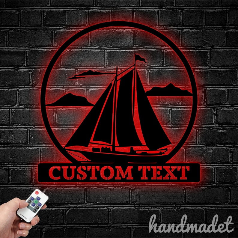 Handmadetneonsign Iceboat Metal Wall Art, Sailboat Metal Sign Wall ...