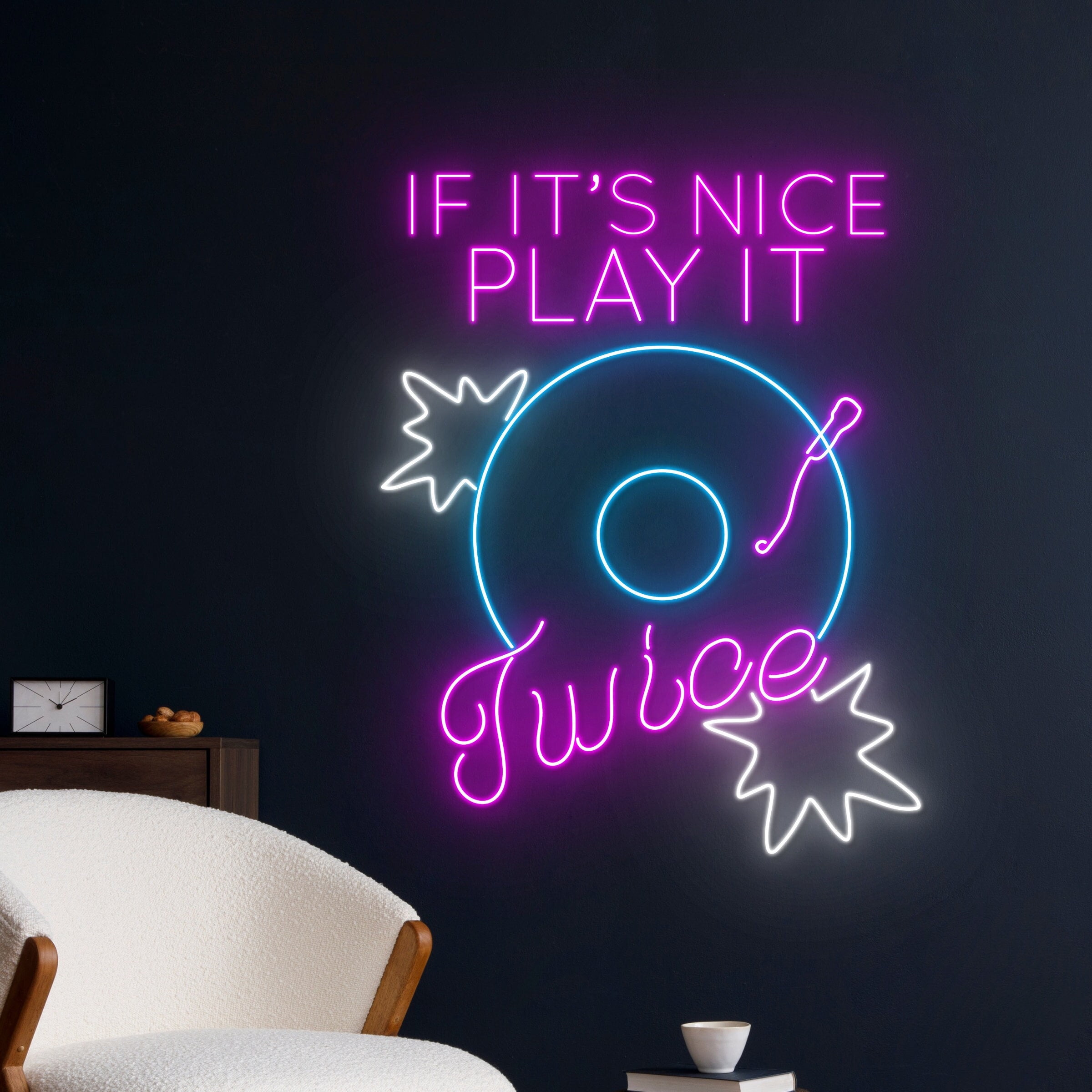 Handmadetneonsign If It's Nice Play It Twice Record Led Sign ...