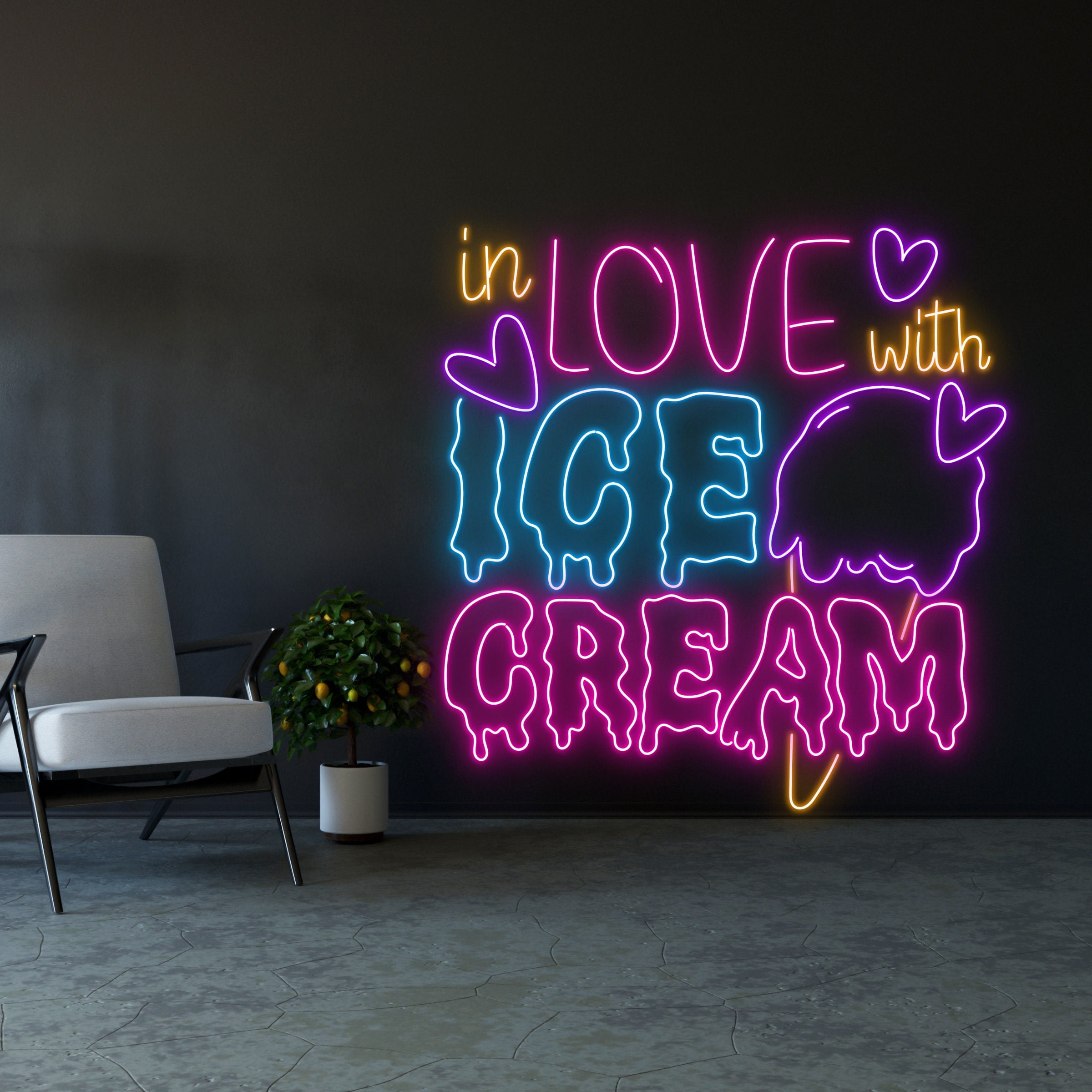 Handmadetneonsign In Love With Ice Cream Neon Sign, Ice Cream Neon ...