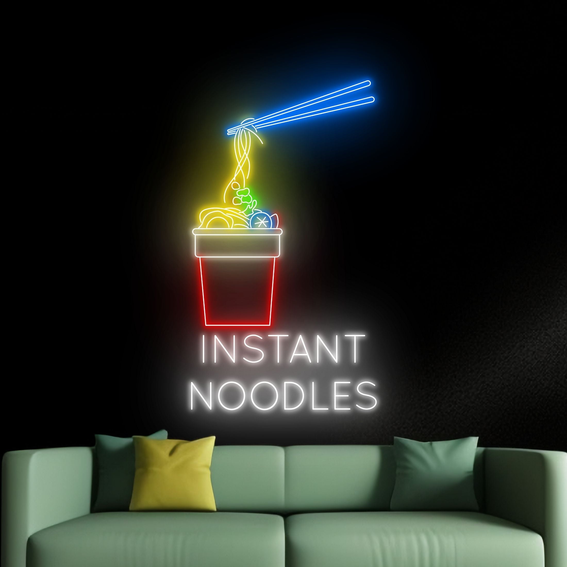 Handmadetneonsign Instant Noodles Neon Sign, Noodles Wall Art Decor ...