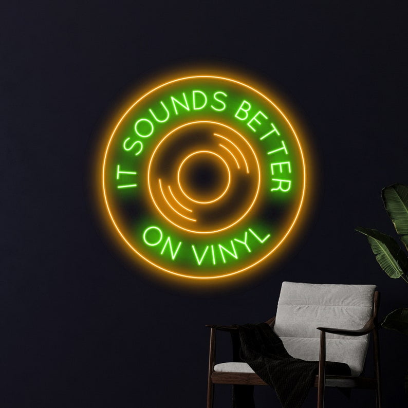 Handmadetneonsign It Sounds Better On Vinyl Retro Record Player neon ...