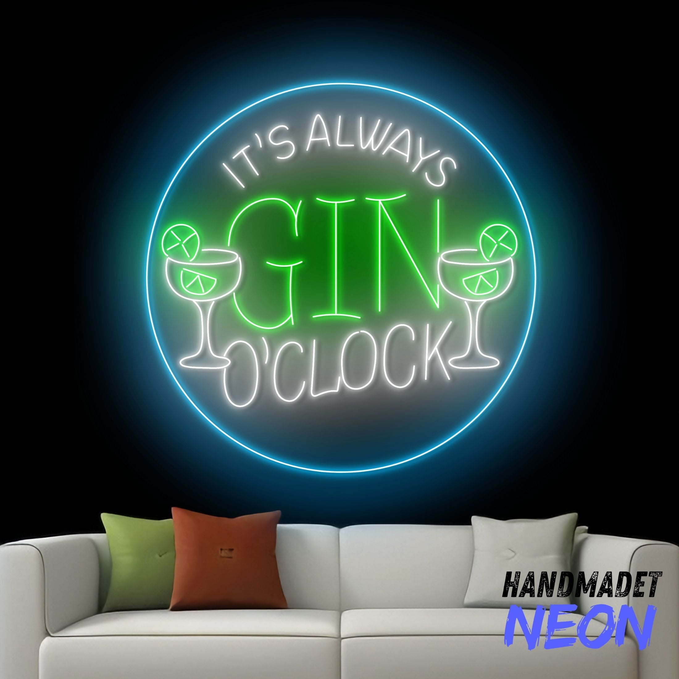 Handmadetneonsign It’s Always Gin O’clock Neon Sign, Cocktail Led Sign ...
