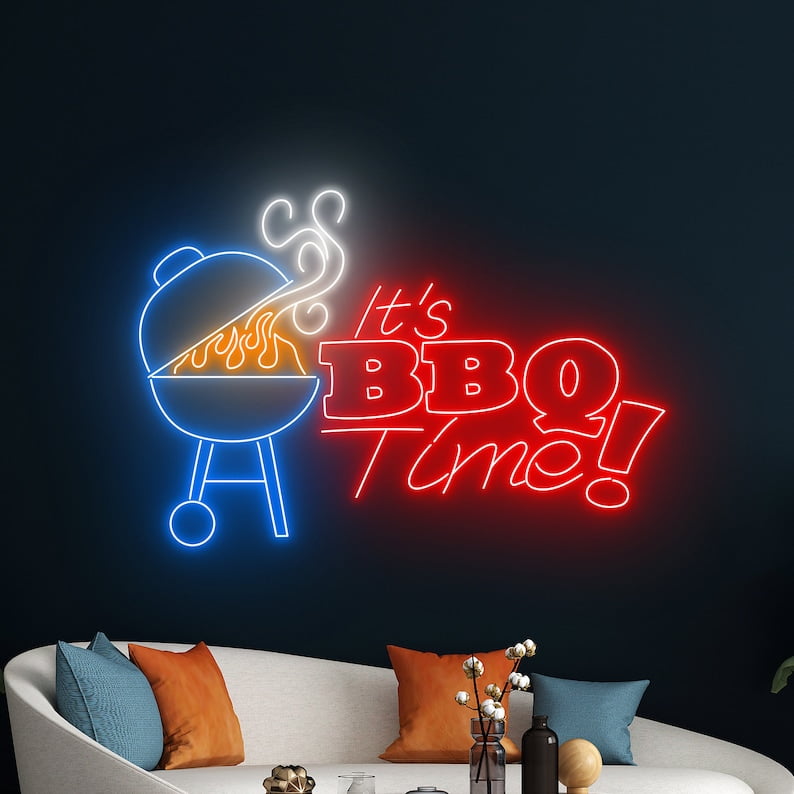 Handmadetneonsign It's BBQ Time Wall Art, It's Barbeque Time Wall Decor ...