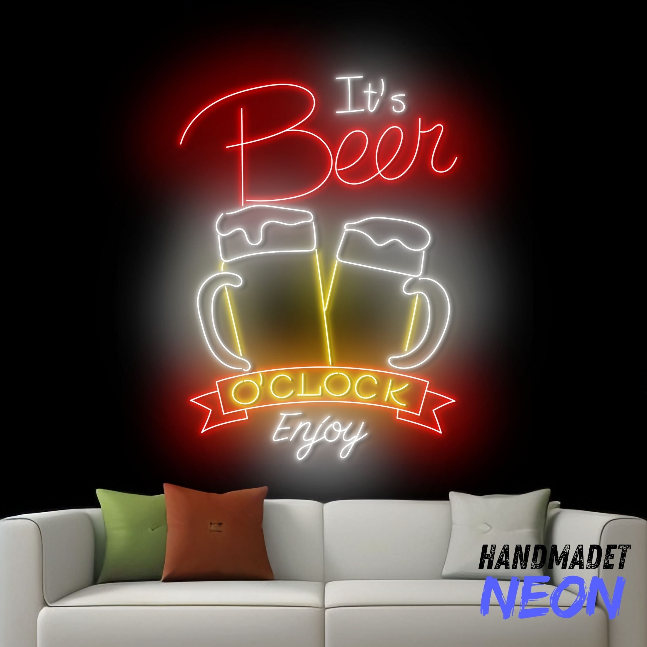 Handmadetneonsign It’s Beer O’Clock Enjoy Neon Sign, Beer Led Sign ...