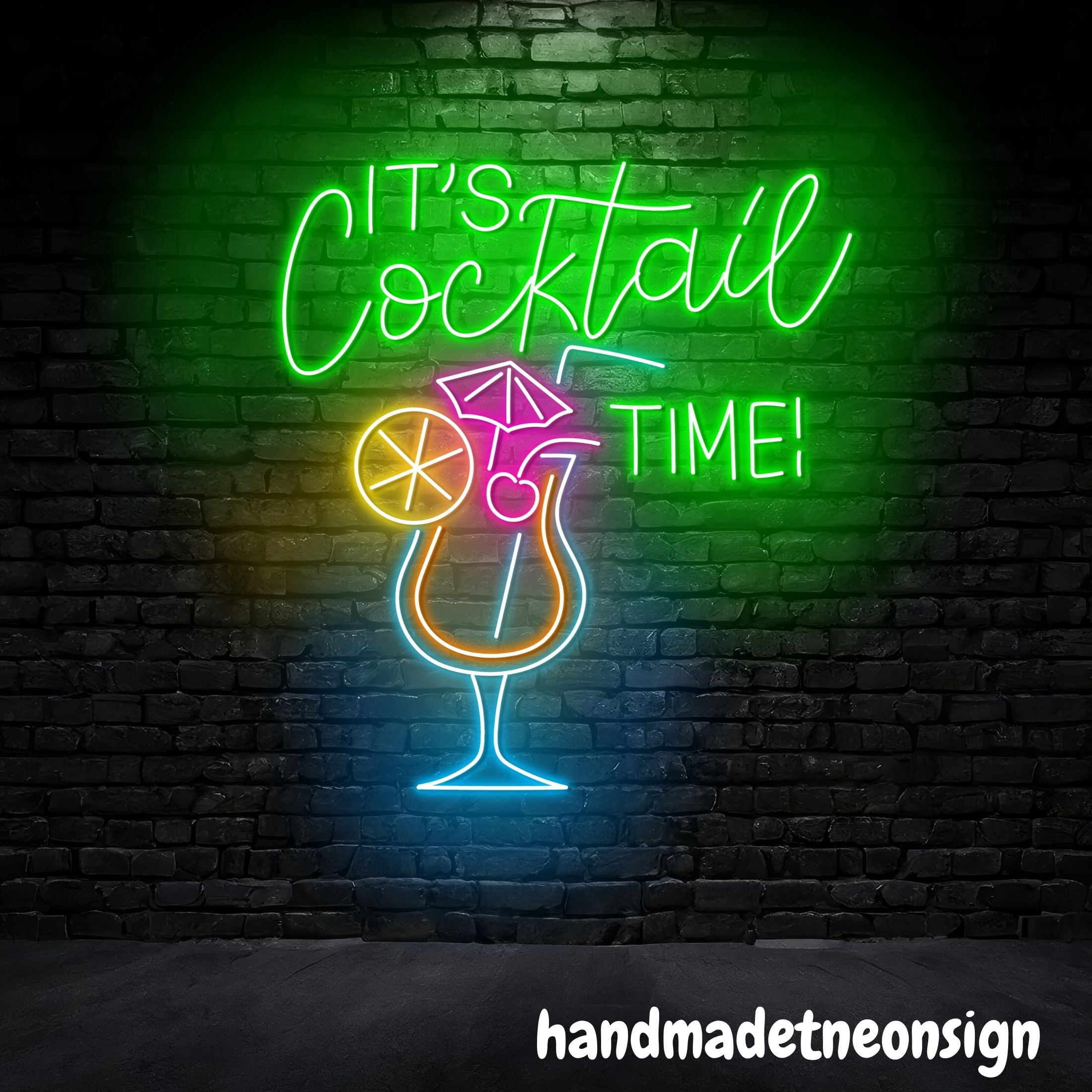 Handmadetneonsign It's Cocktails Time Neon Sign, Cocktails Led Light ...