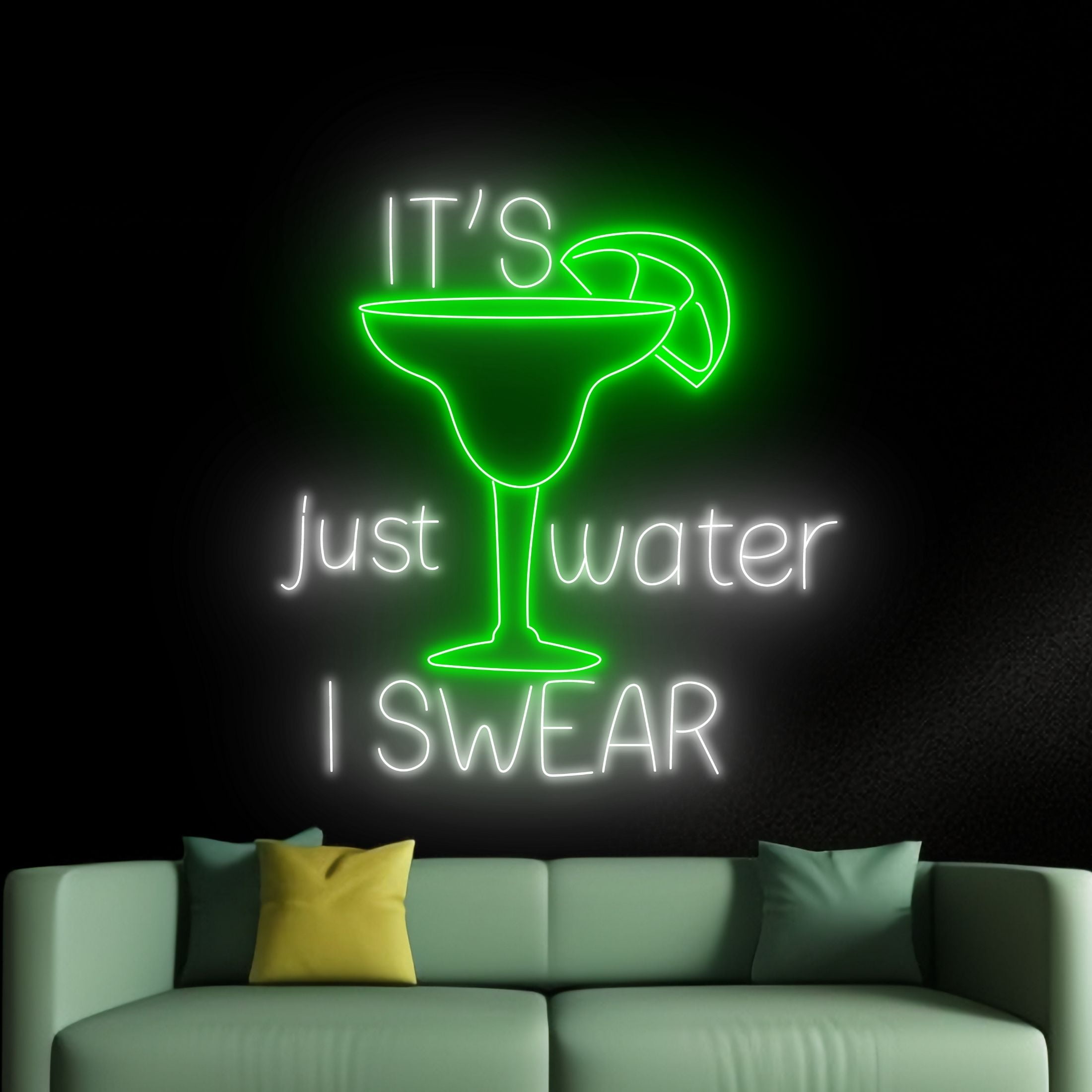 Handmadetneonsign It's Just Water Neon Sign, Margarita Cocktail Wall ...