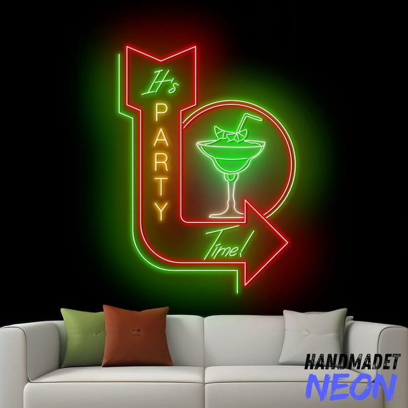 Handmadetneonsign It’s Party Time Neon Sign, Margarita Led Sign ...