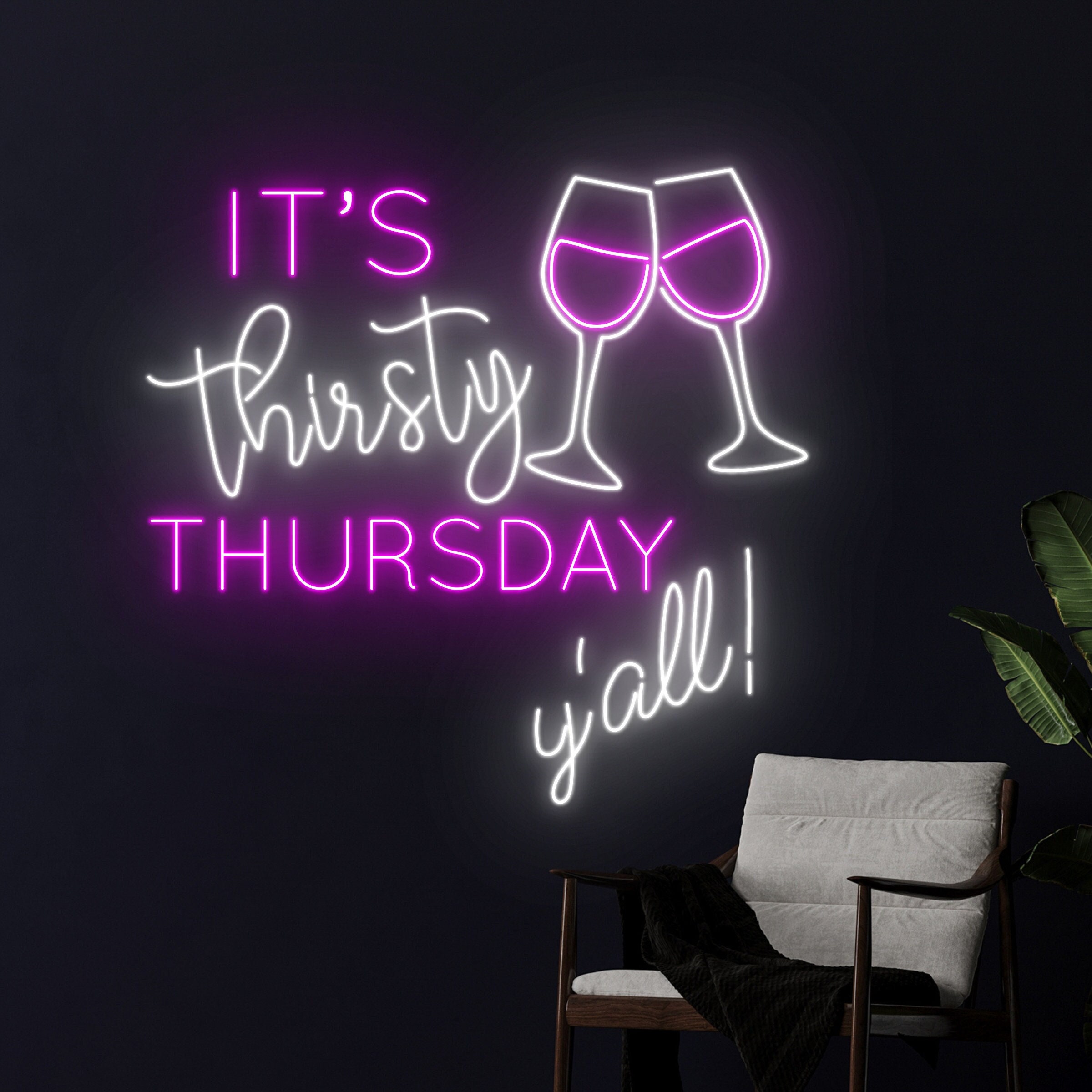 Handmadetneonsign It'sThirsty Thursday Y'all Neon Sign, It'sThirsty ...