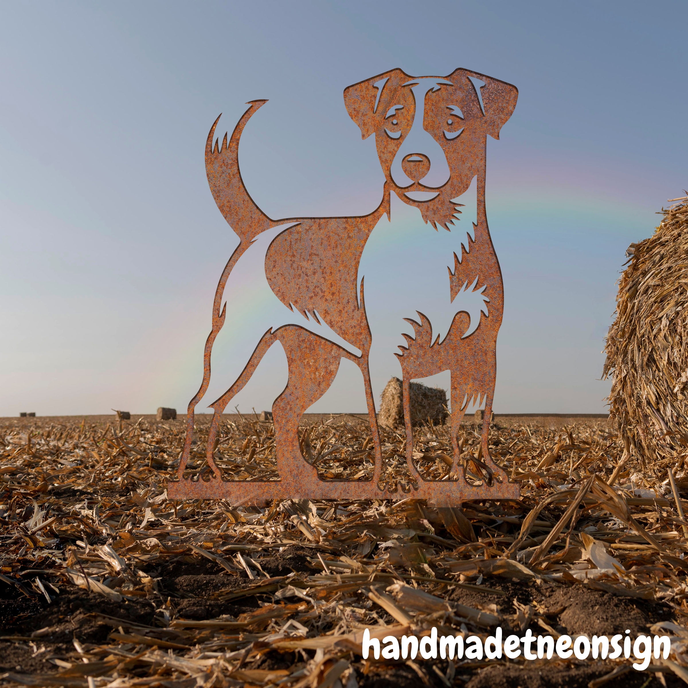 Handmadetneonsign Jack Russell Dog Rusty Metal Stake, Jack Russell ...