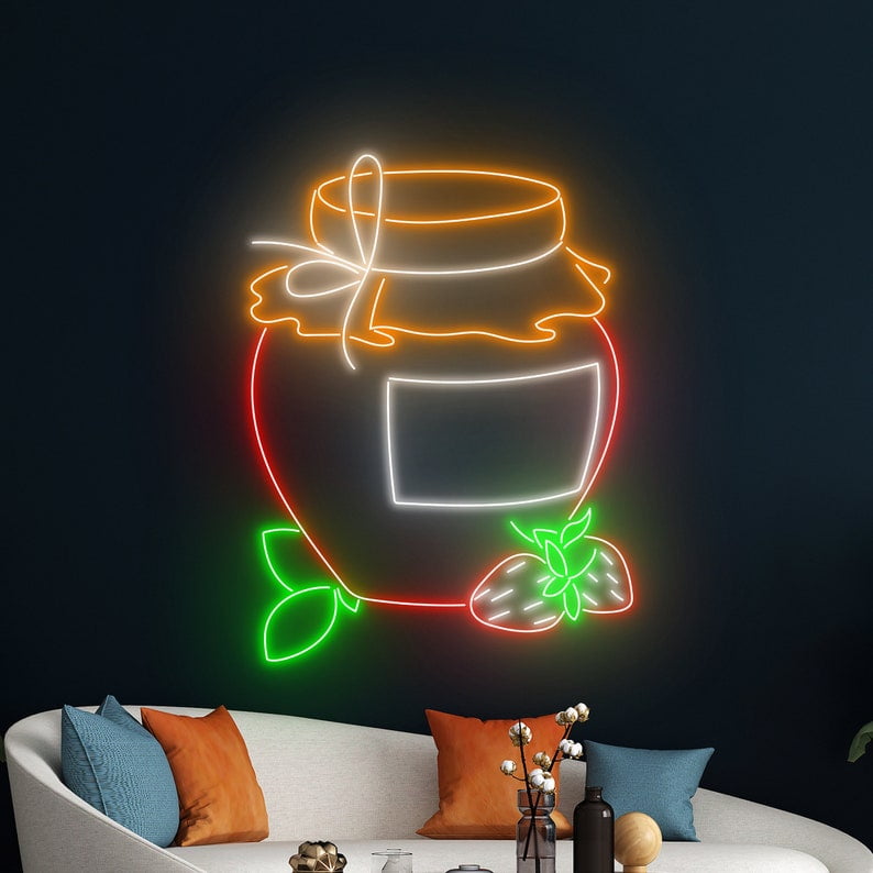 Handmadetneonsign Jam Neon Sign, Strawberry Jam Led Lights, Fruit Jam ...