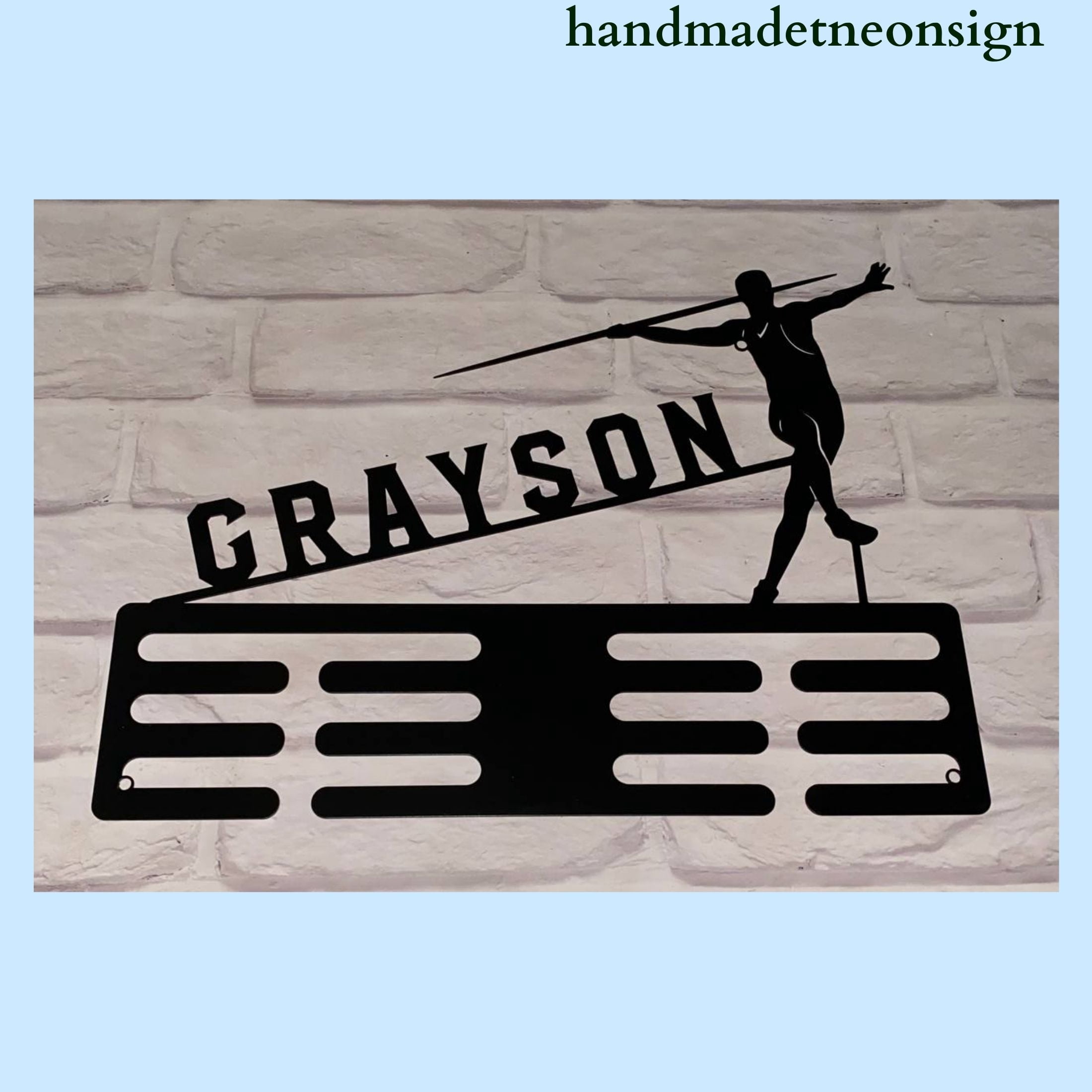 Handmadetneonsign Javelin Throw Medal Hanger, Javelin Throw Metal ...