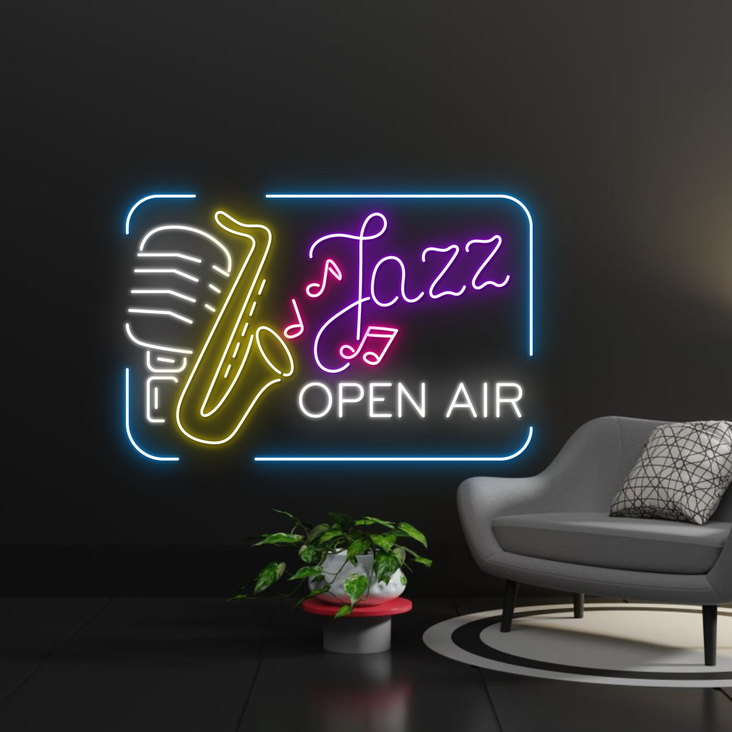 Handmadetneonsign Jazz Music Led Sign, Jazz Open Air Neon Sign, Wall ...