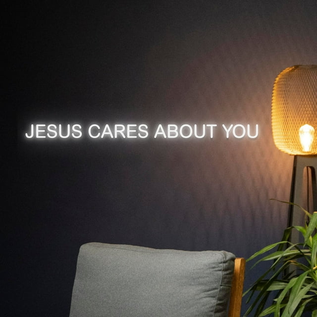 Handmadetneonsign Jesus Cares About You Neon Sign, Jesus Cares About ...