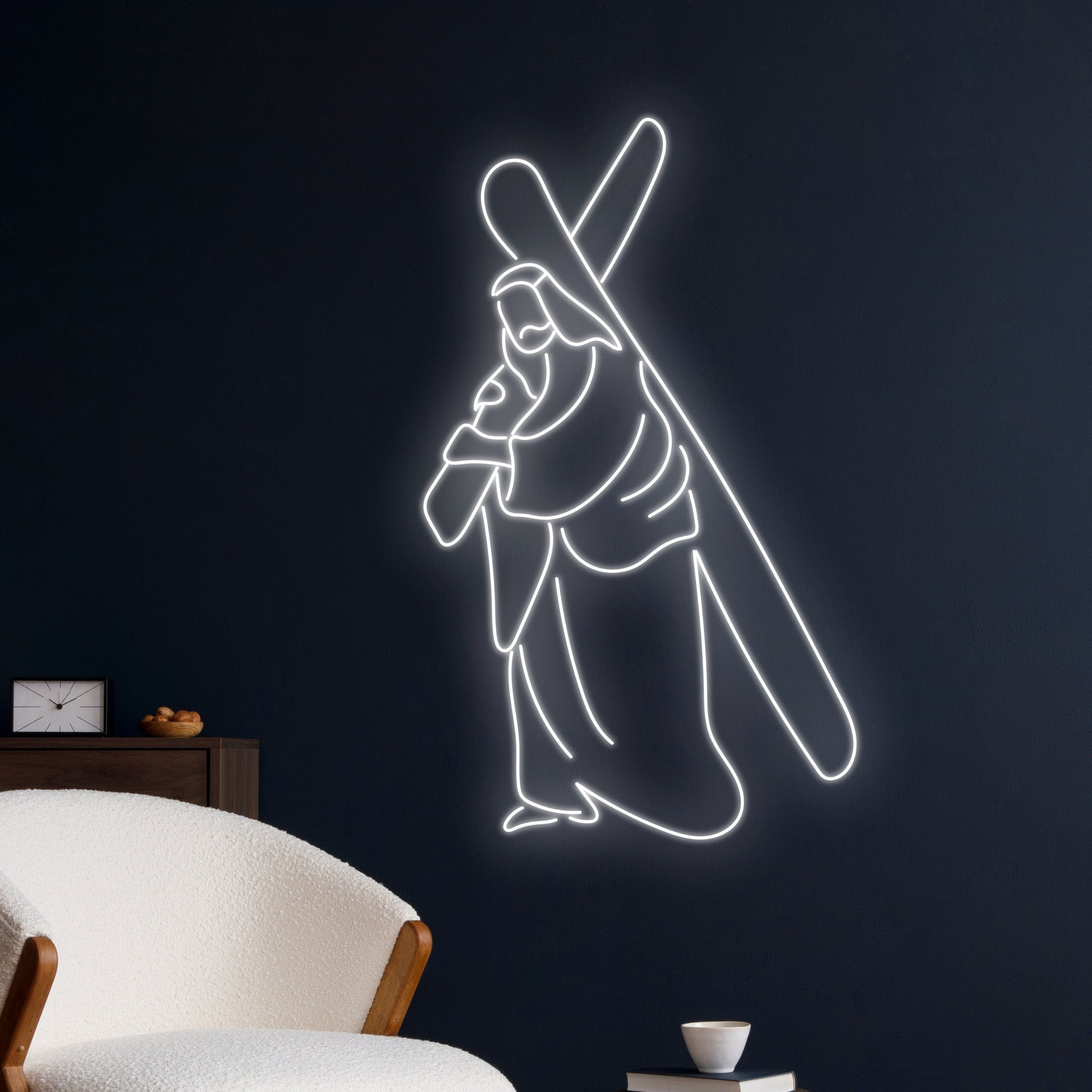 Handmadetneonsign Jesus Carrying Cross Neon Sign,Cross Jesus Neon Light ...