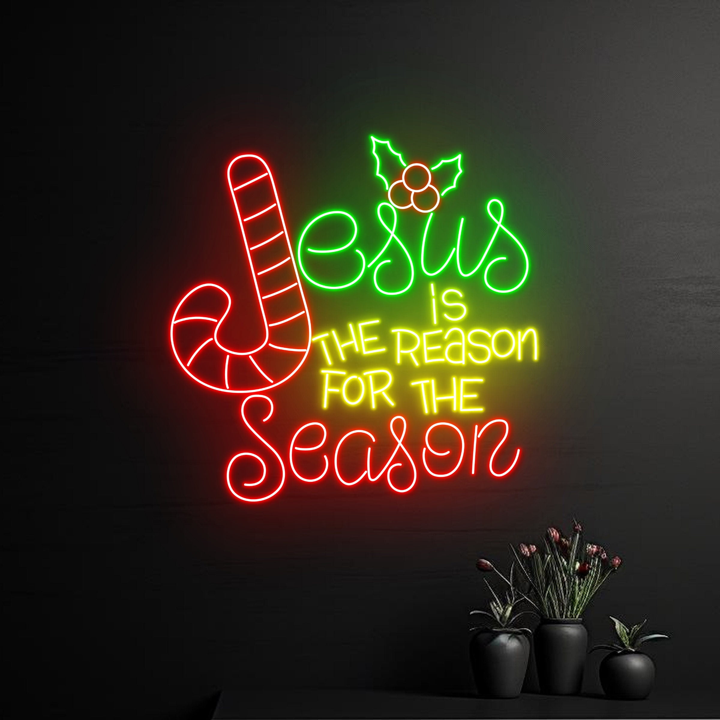 Handmadetneonsign Jesus Is The Reason For The Season Cross Neon Sign ...