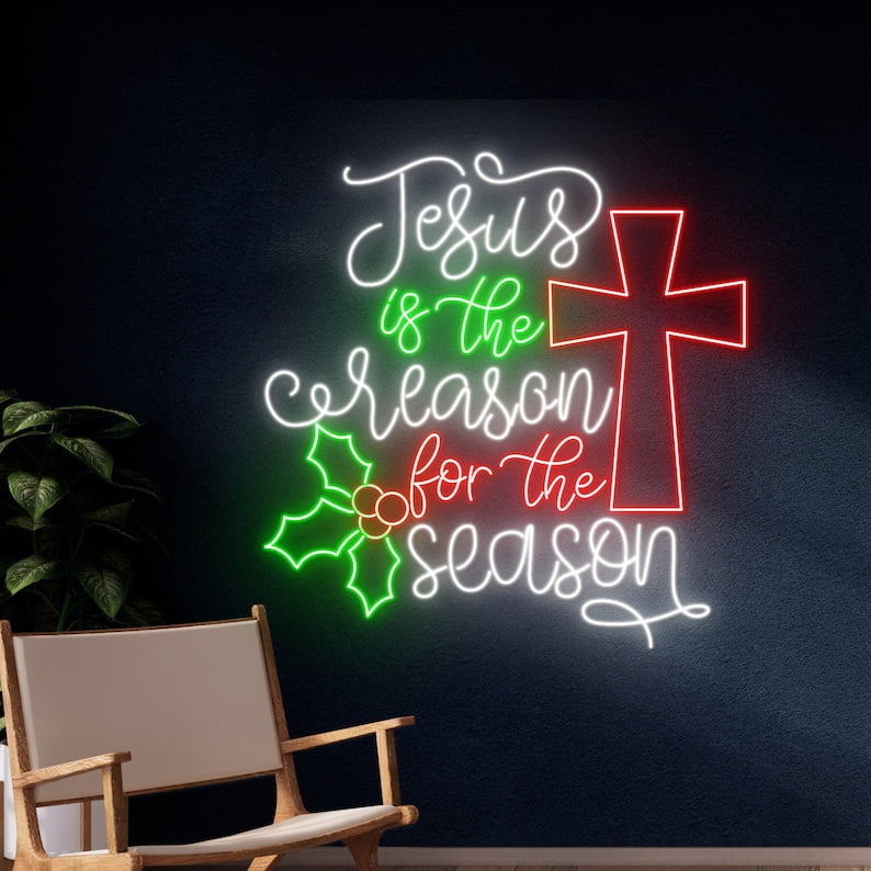 Handmadetneonsign Jesus Is The Reason For The Season Neon Light ...