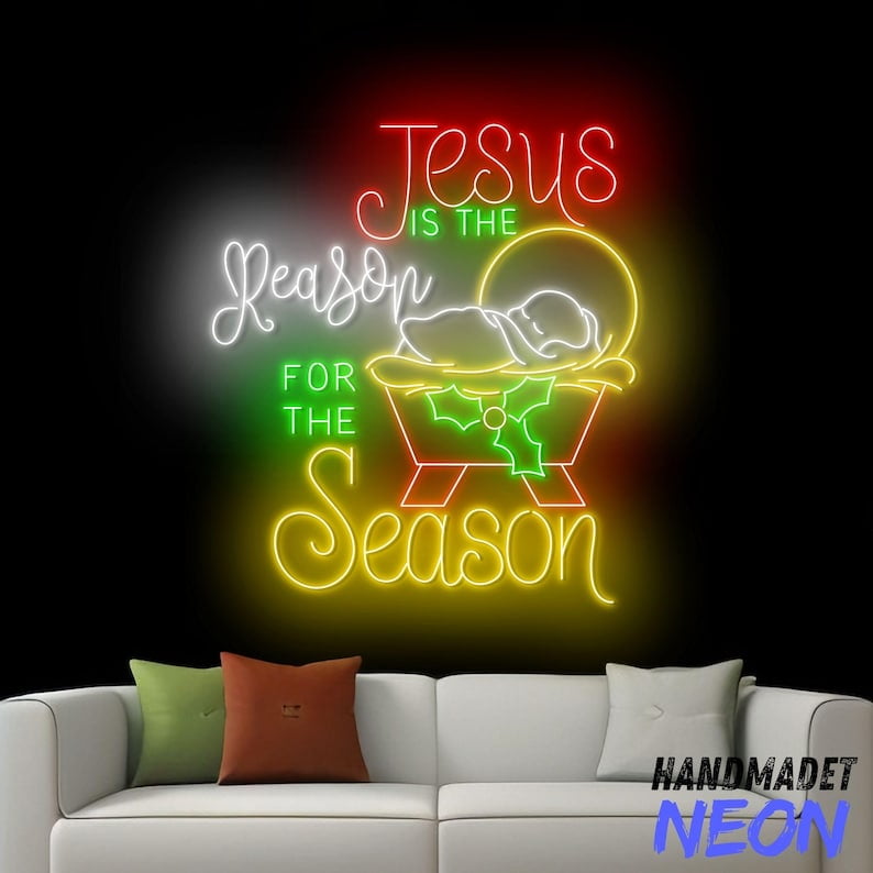 Handmadetneonsign Jesus Is The Reason For The Season Neon Sign, Jesus ...