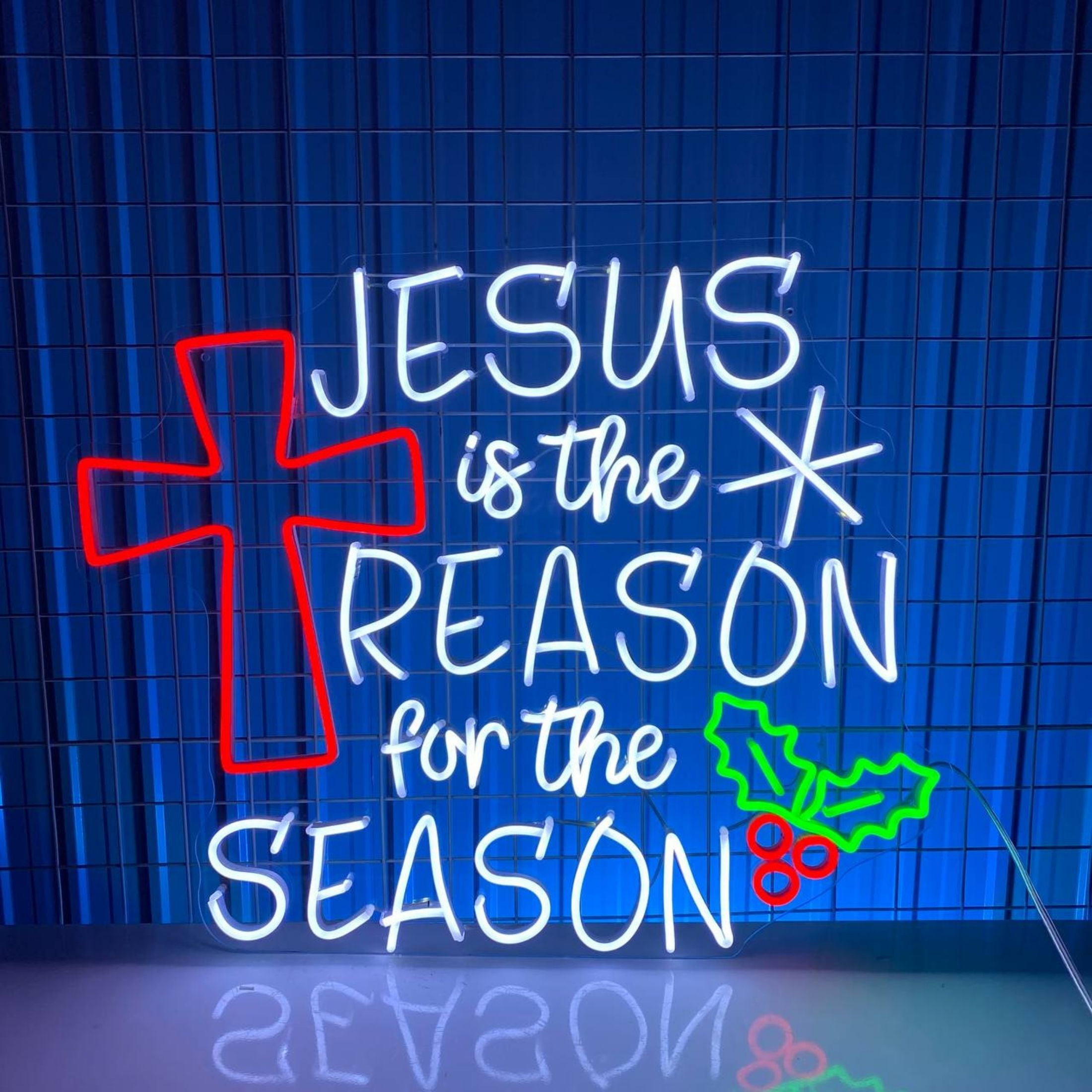 Handmadetneonsign Jesus Is the Reason Neon Sign, Christmas Quotes Wall ...