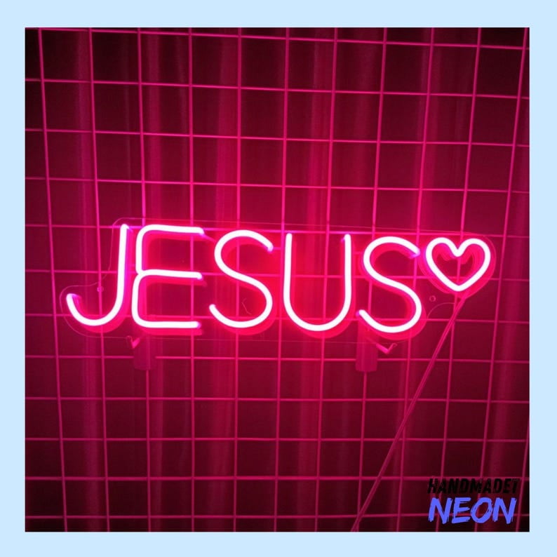 Handmadetneonsign Jesus Neon Sign, Christmas Christian Neon Light ...