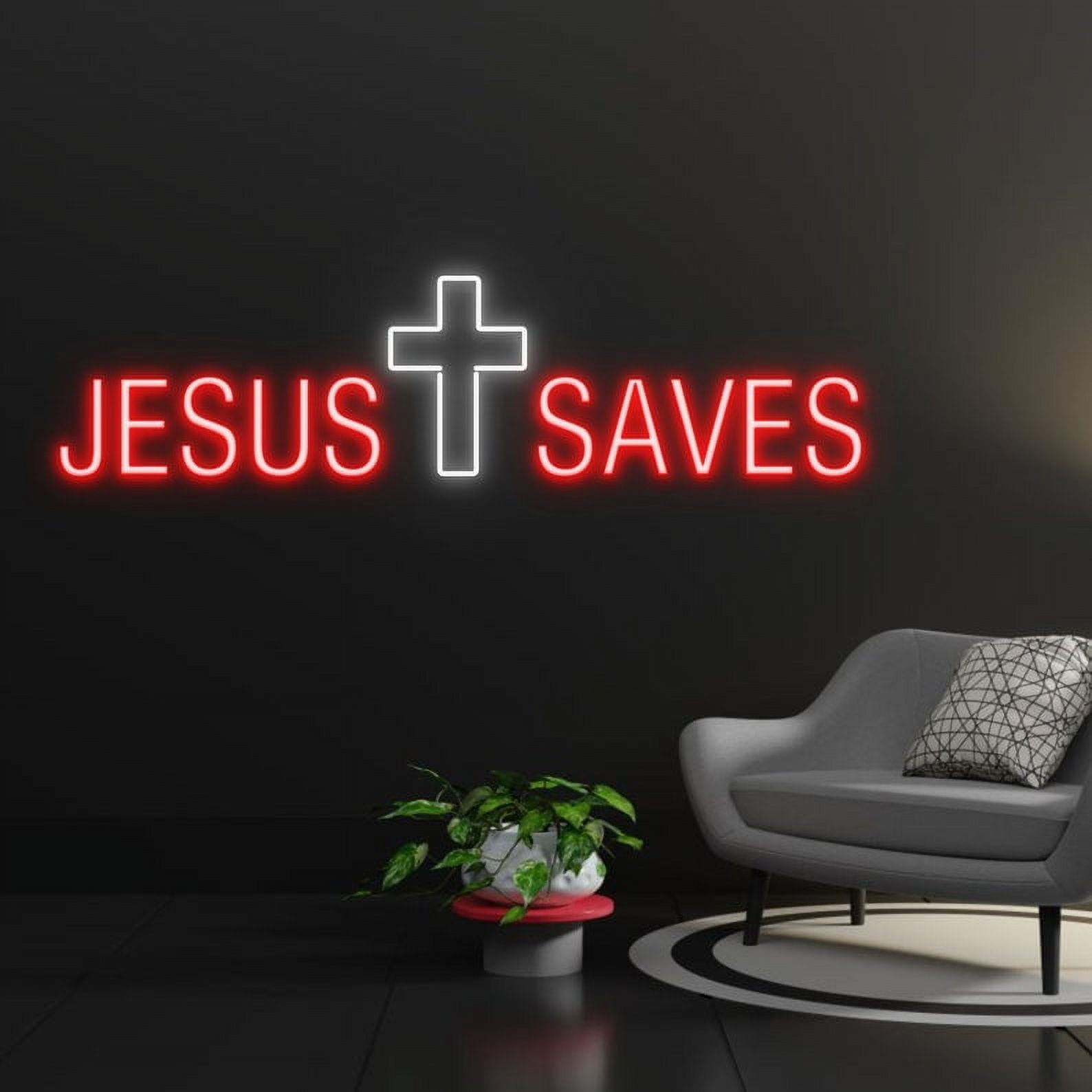 Handmadetneonsign Jesus Saves Cross Neon Sign, Jesus Led Sign, Wall ...