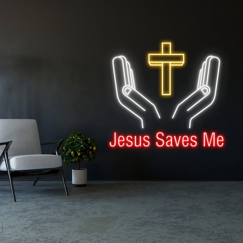 Handmadetneonsign Jesus Saves Me Neon Sign, Jesus Led Sign, Wall Decor ...