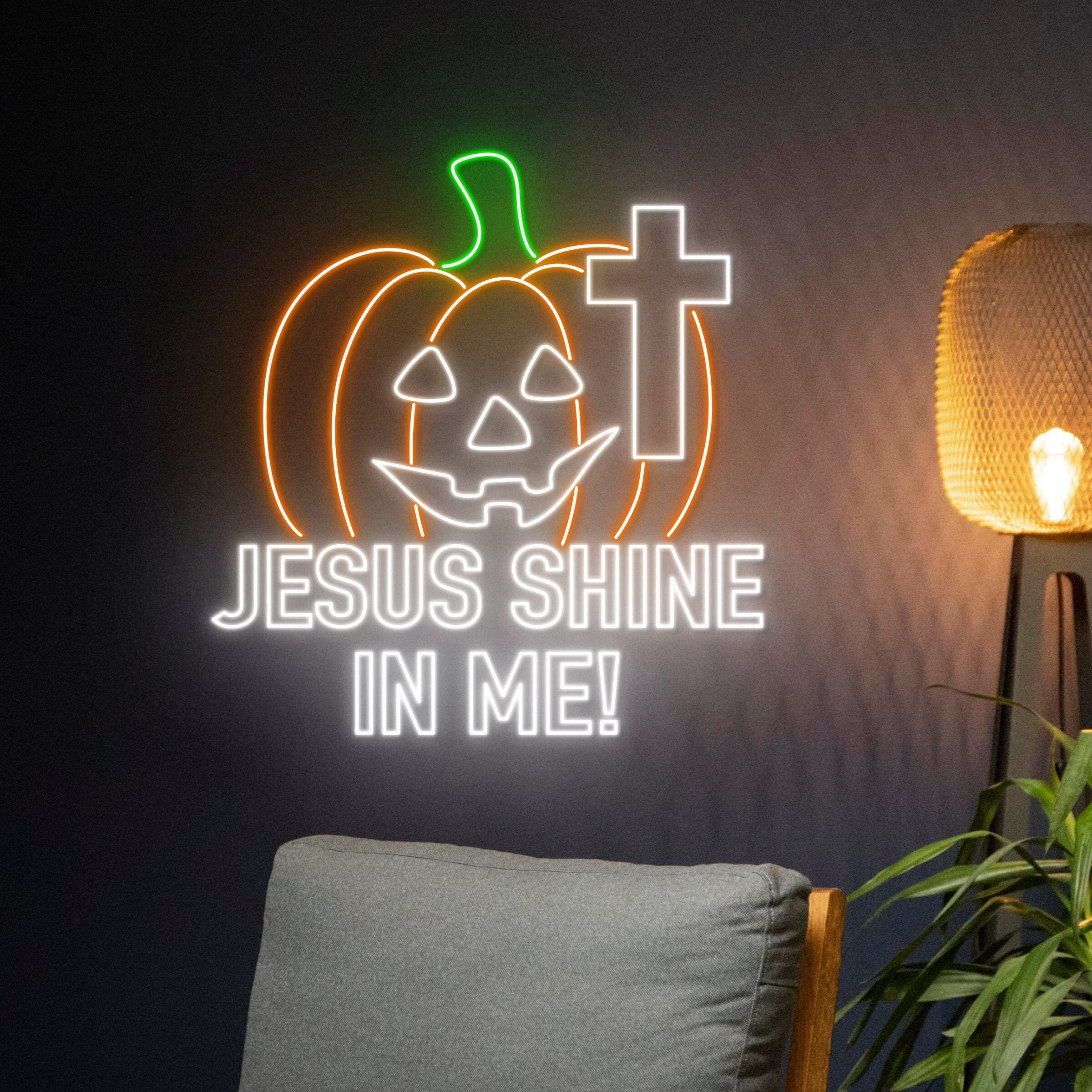 Handmadetneonsign Jesus Shine In Me Pumpkin Neon Sign, Thanksgiving LED ...