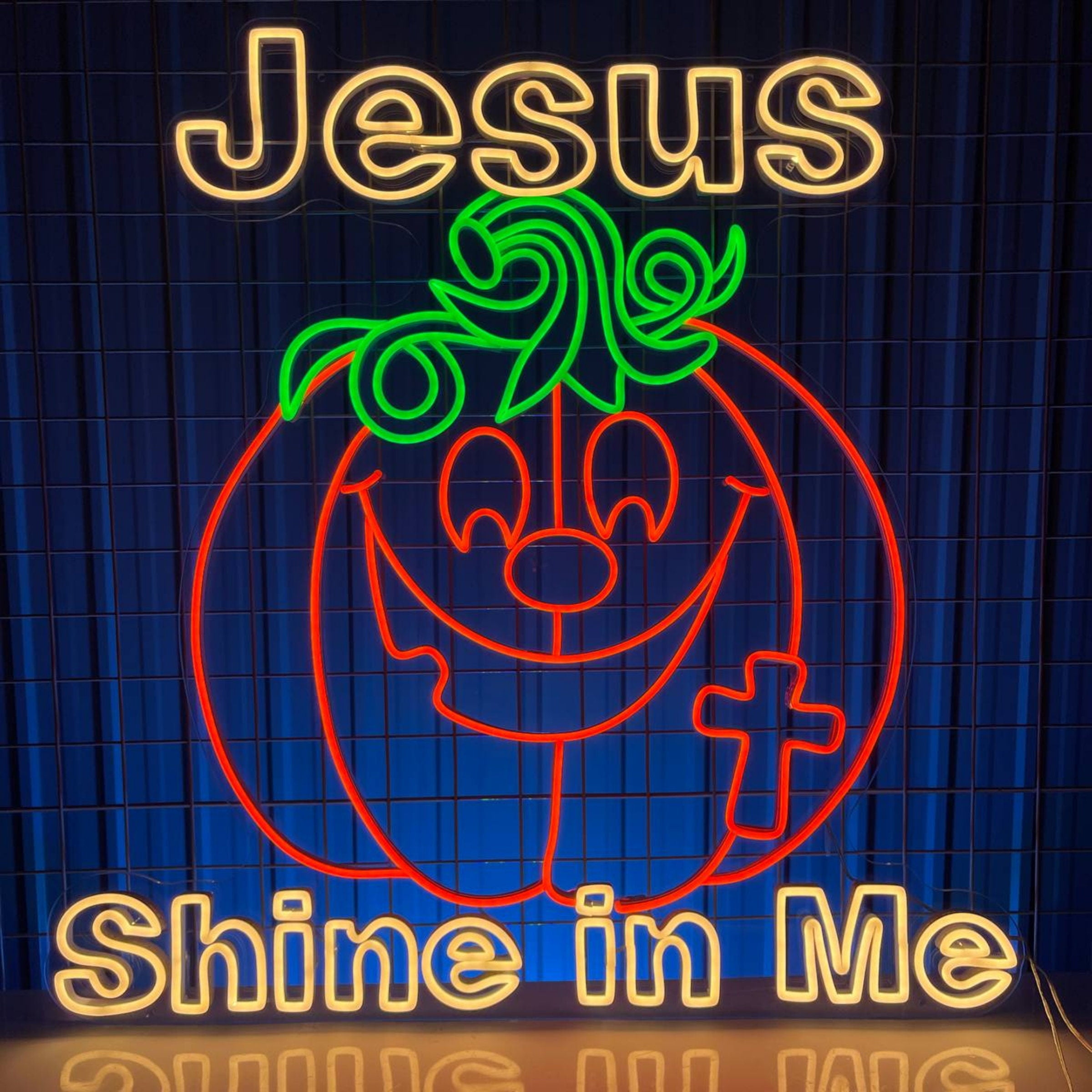 Handmadetneonsign Jesus Shine In Me Pumpkin Neon Sign, Thanksgiving LED ...