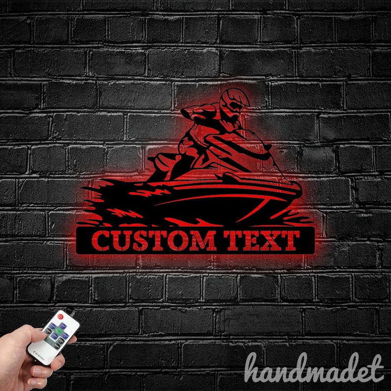 Handmadetneonsign Jet Ski Metal Wall Art Light, Jet Ski Sport Metal ...