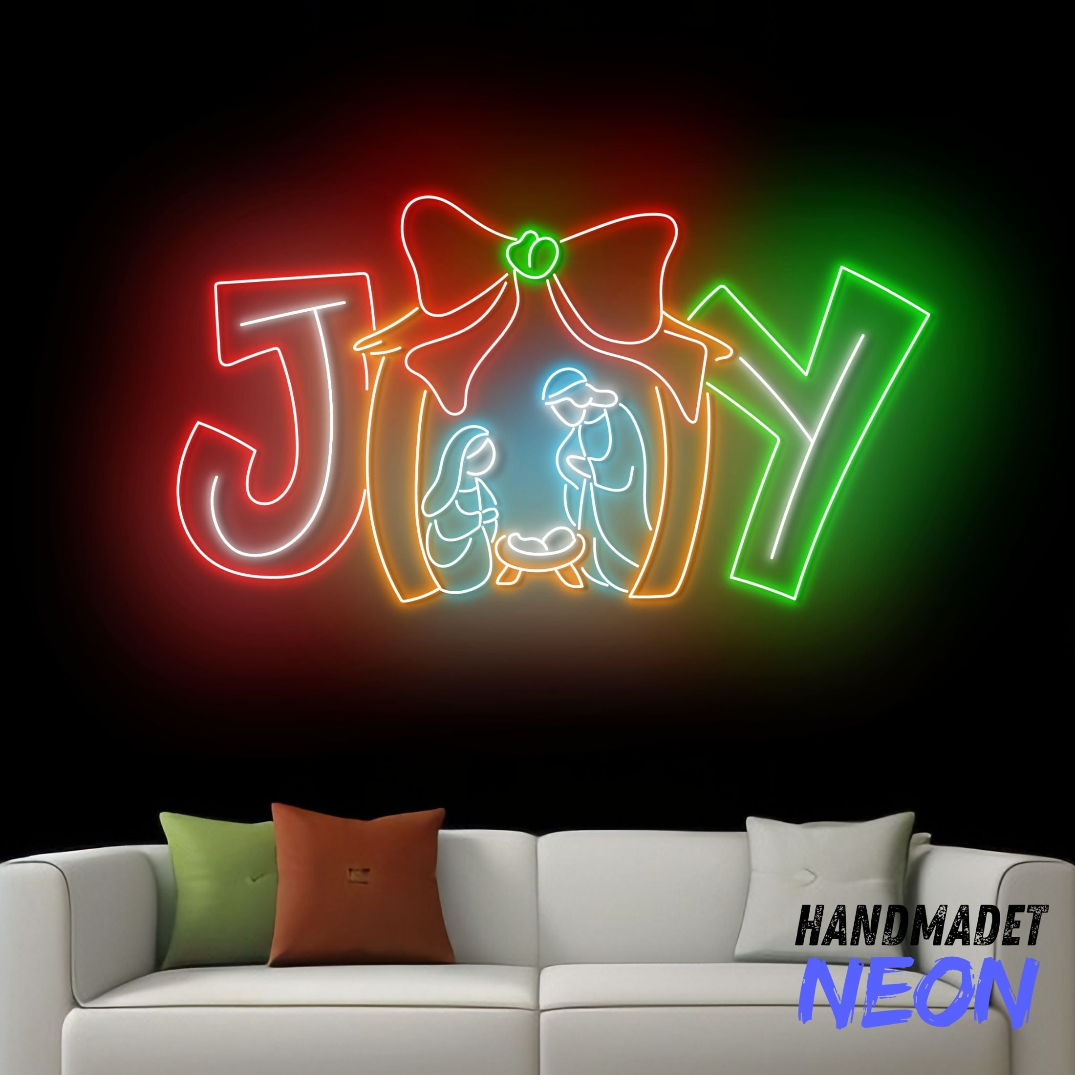 Handmadetneonsign Joy Nativity Scene Neon Sign, Jesus Christmas Led ...