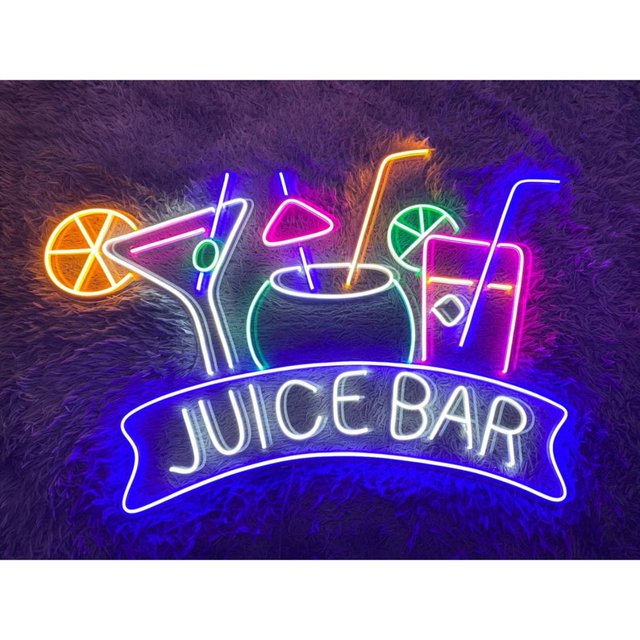 Handmadetneonsign Juice Bar Neon Sign, Cocktails LED Light, Juice Fresh ...