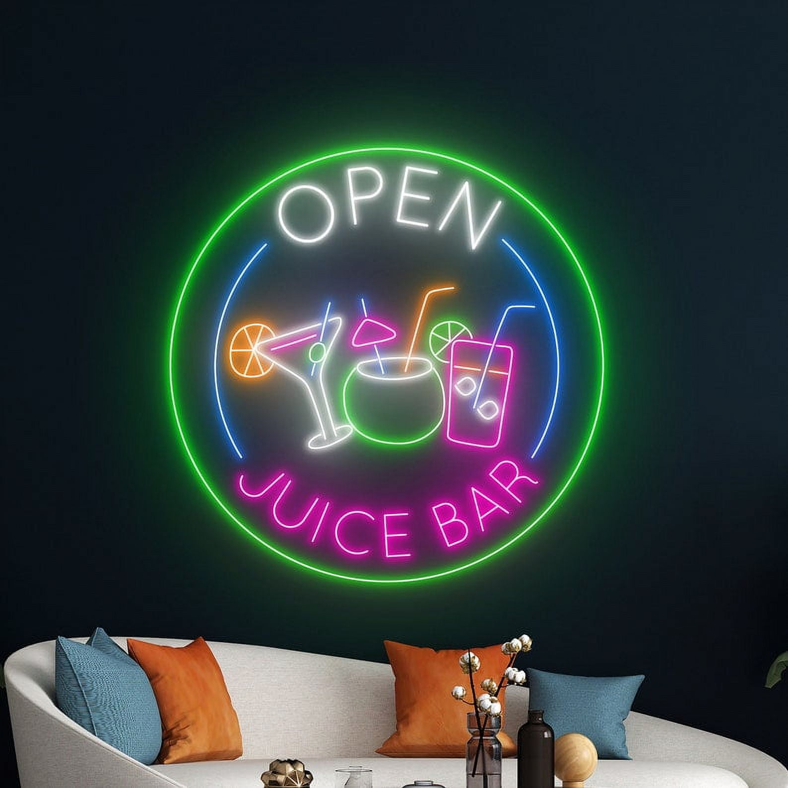 Handmadetneonsign Juice Bar Open Neon Sign, Cocktail Juice Wall Decor ...