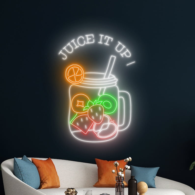 Handmadetneonsign Juice It Up Neon Sign, Juice LED Light, Juice Fresh ...