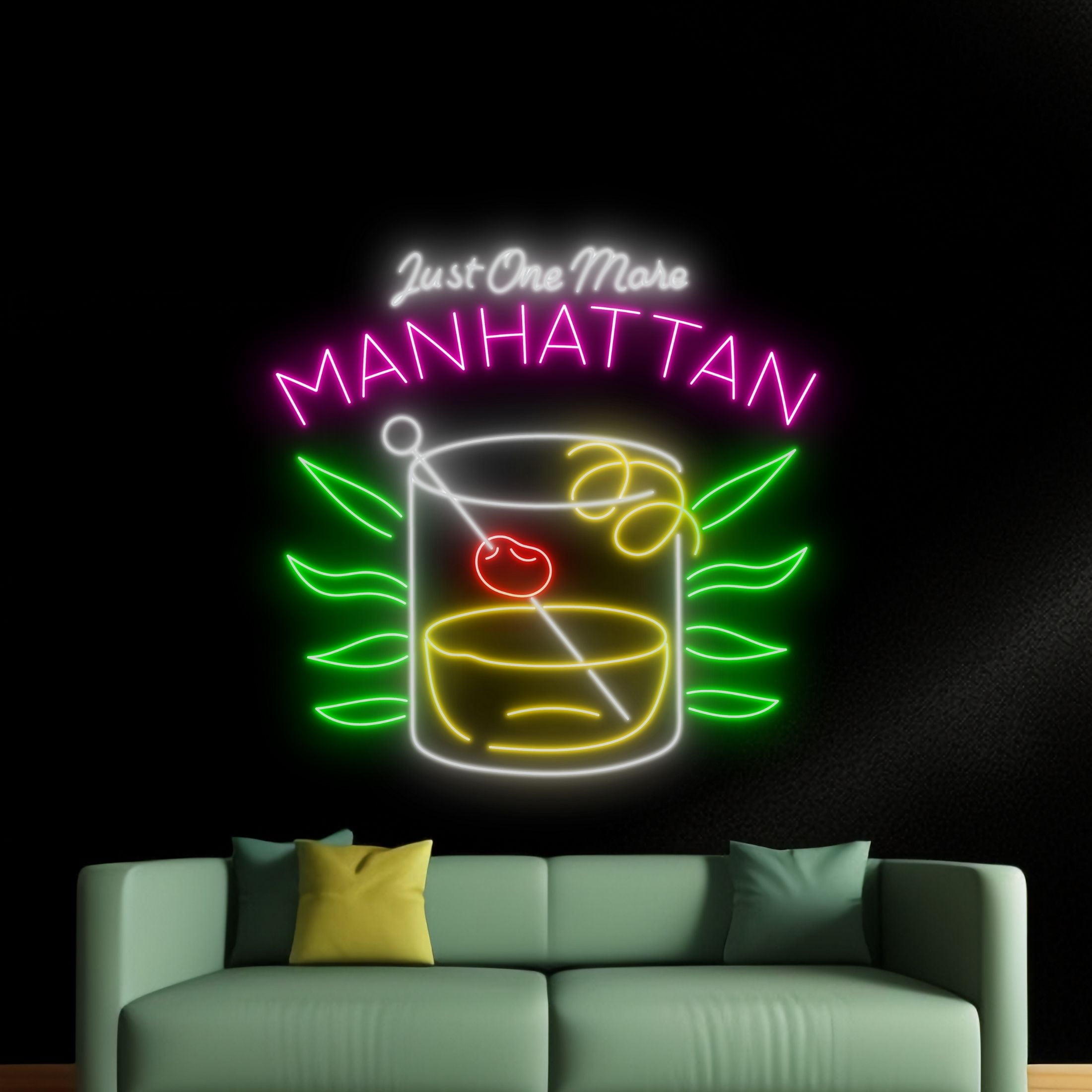 Handmadetneonsign Just One More Manhattan Neon Sign, Cocktail Wall Art ...