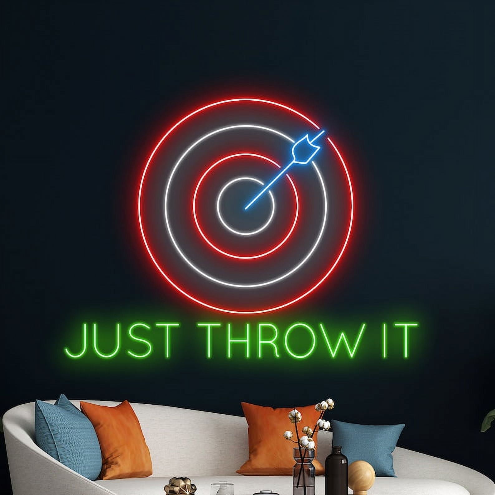 Handmadetneonsign Just Throw It Dart Neon Sign, Wall Decor, Dart Neon ...