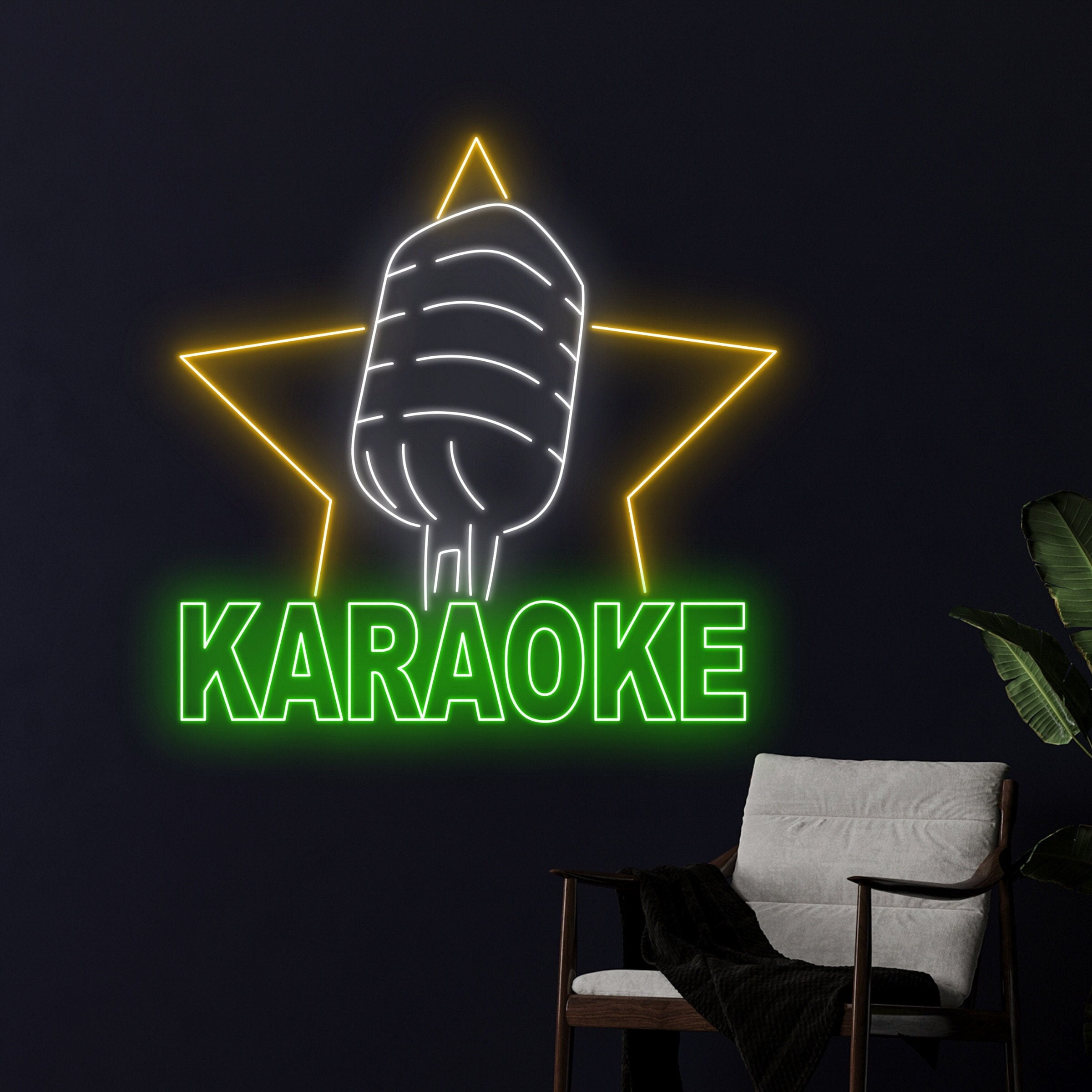 Handmadetneonsign Karaoke Led Sign, Microphone Neon Light, Karaoke ...