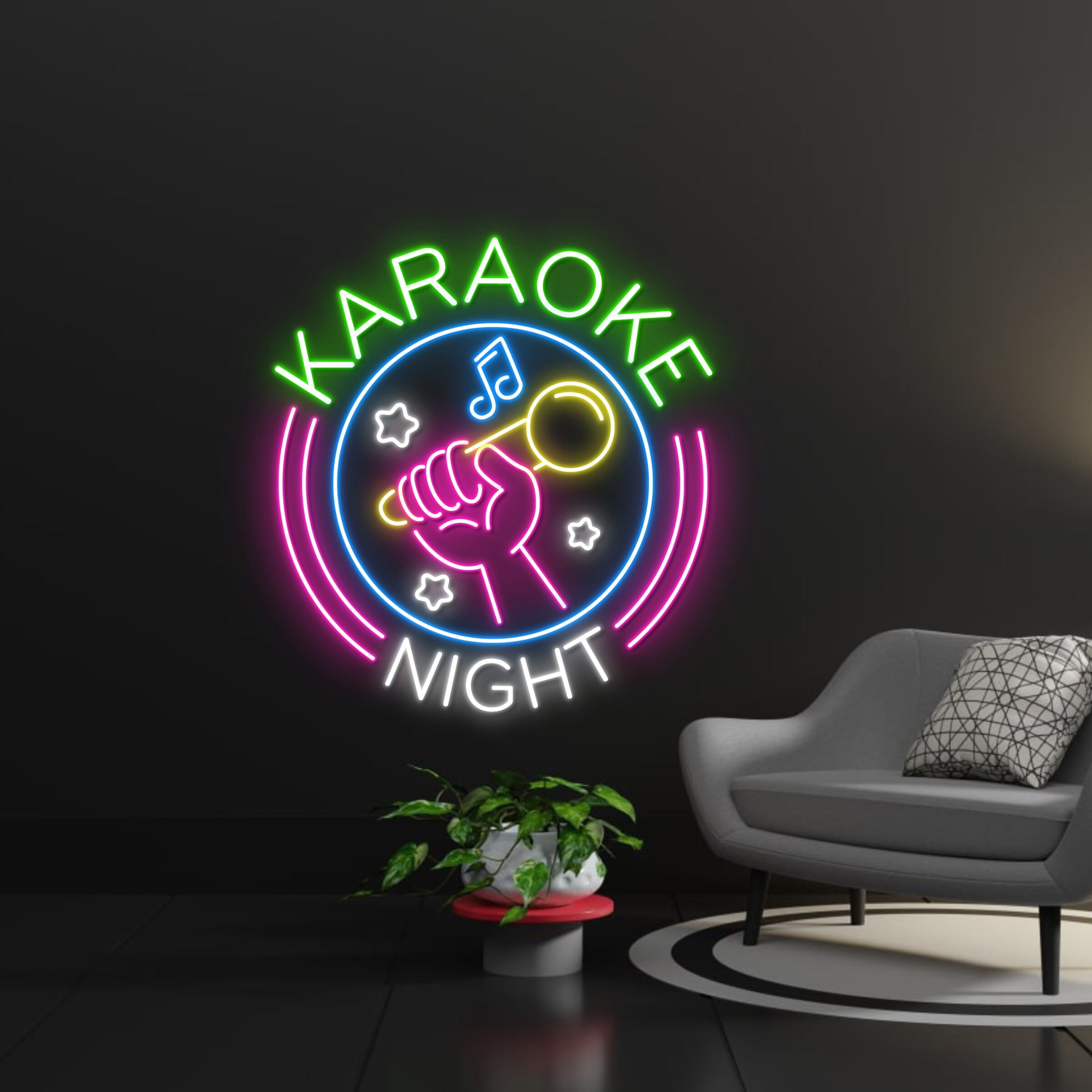 Handmadetneonsign Karaoke Night Led Sign, Karaoke Night Neon Sign, Wall ...